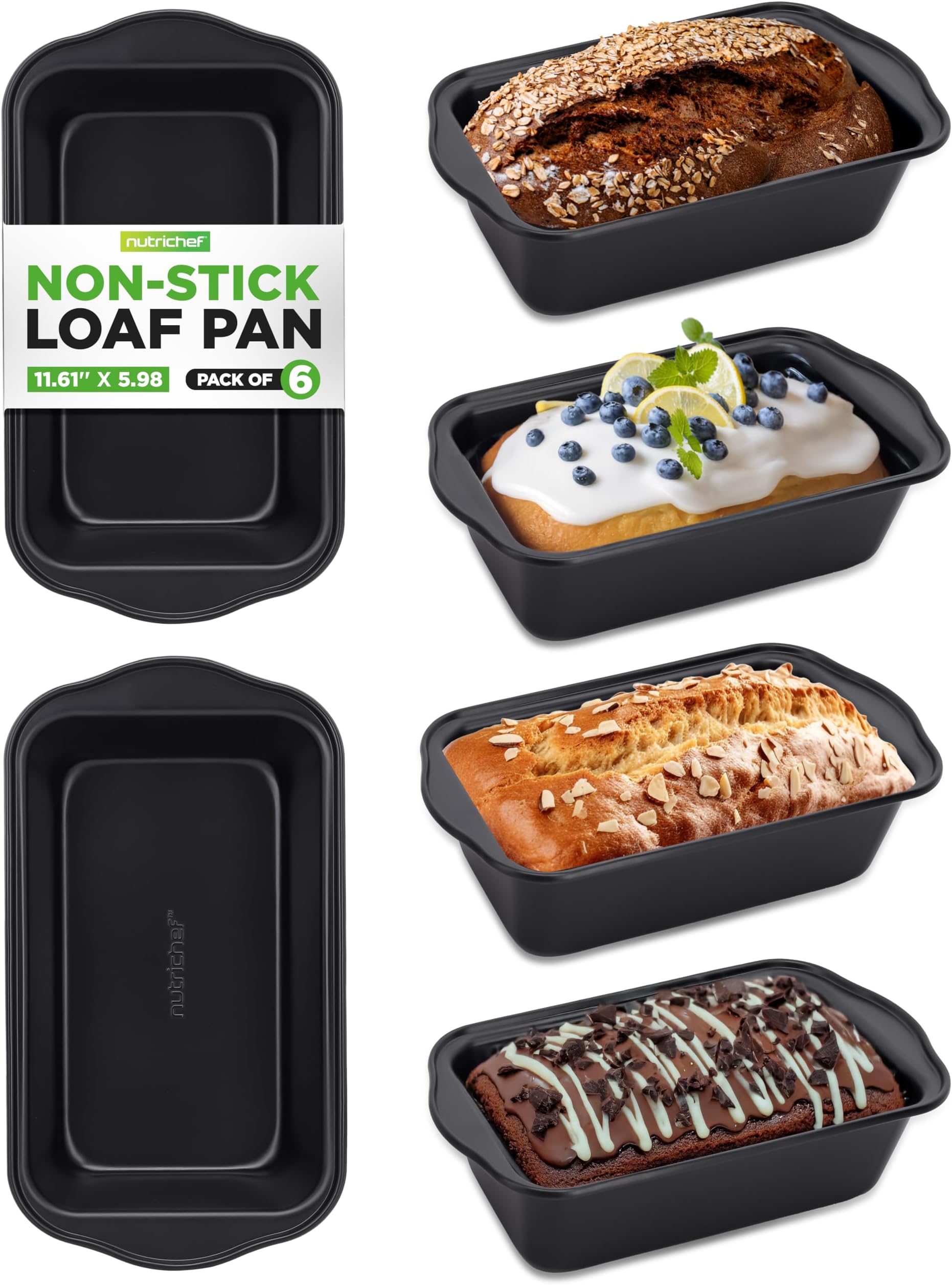 Amazon.com: Patelai 4 Pieces Nonstick Bread Pan Loaf Pan 8.5 x 4.5 Inch ...