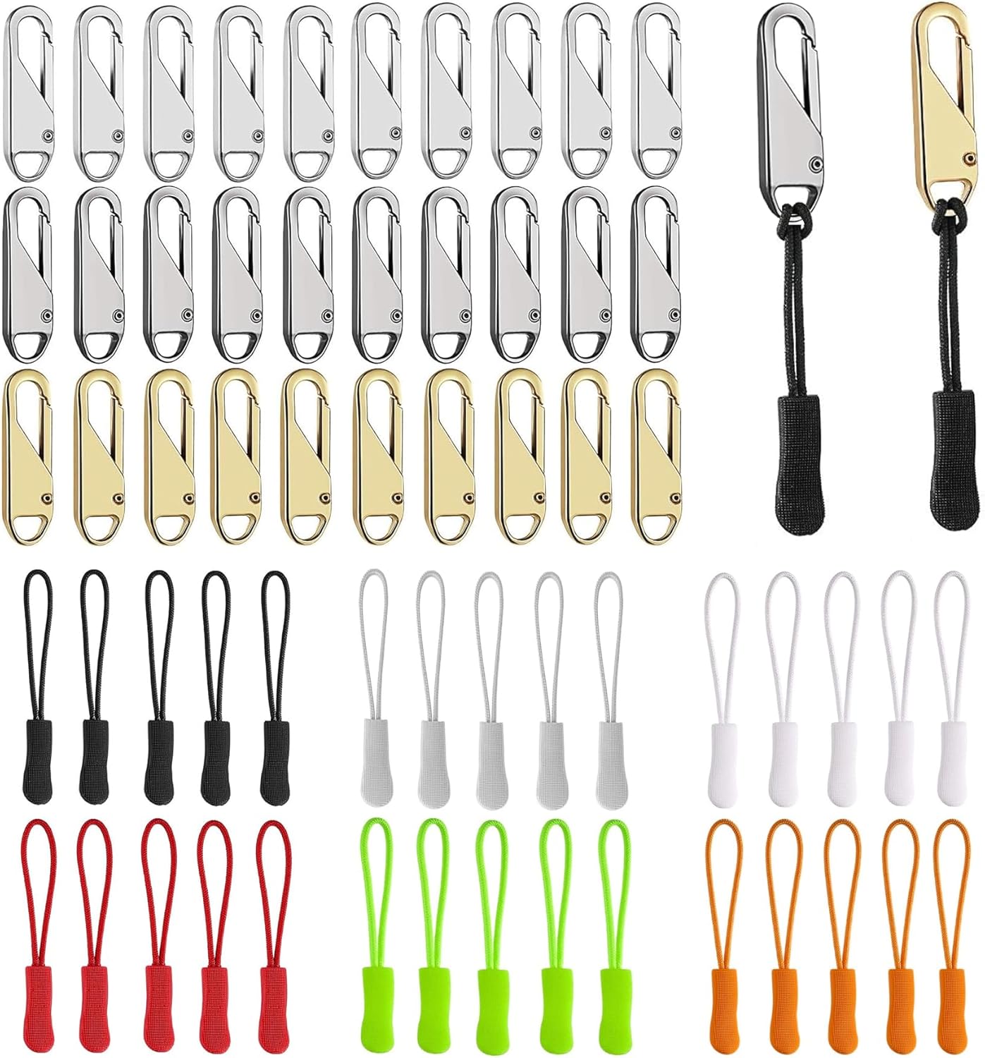 AUXIN 60 Pcs Zipper Pull Replacement, Detachable Zippers Handle Mend ...