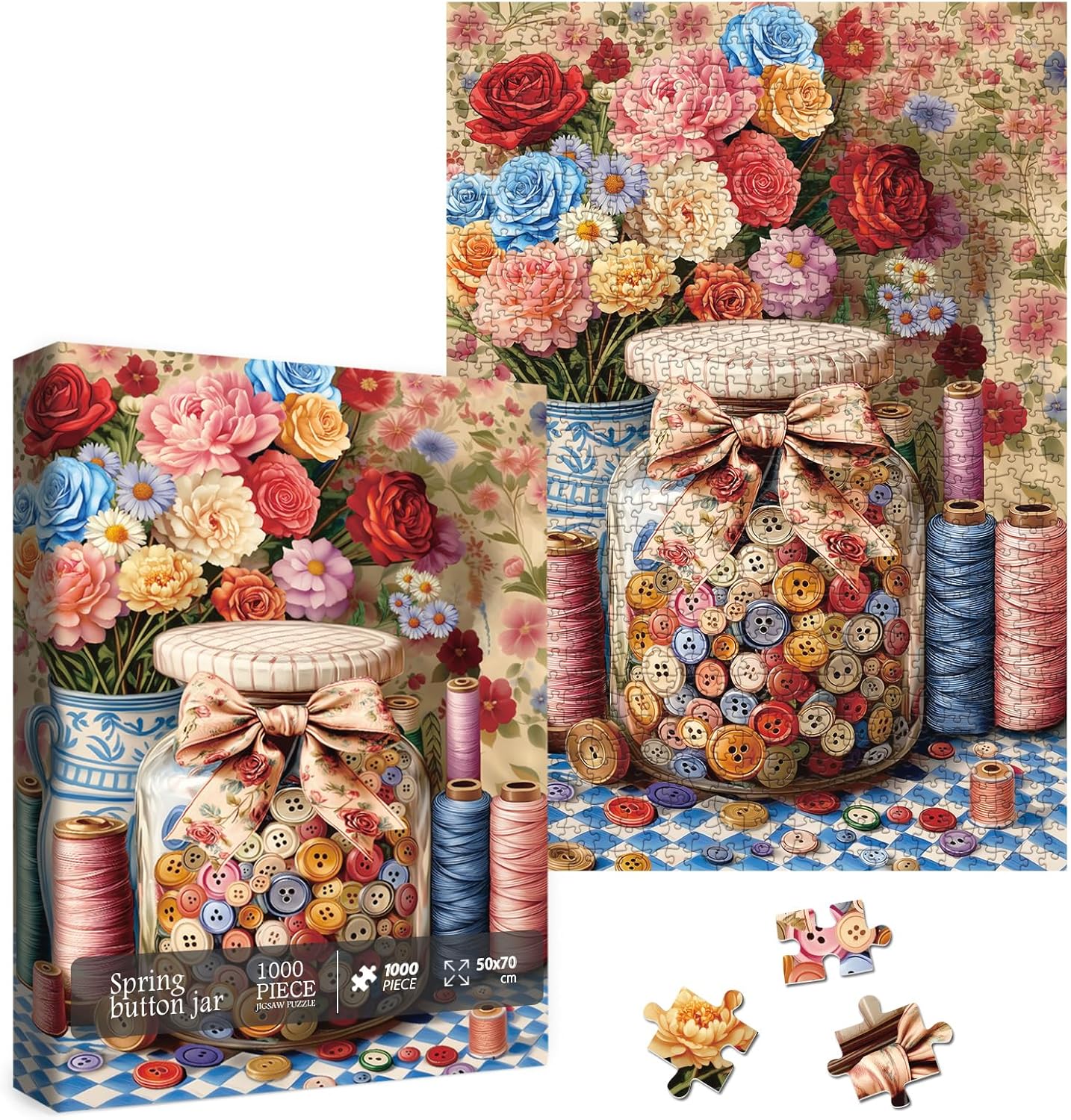 Amazon.com: Vintage Flower Puzzles for Adults 1000 Pieces, Colorful Art ...
