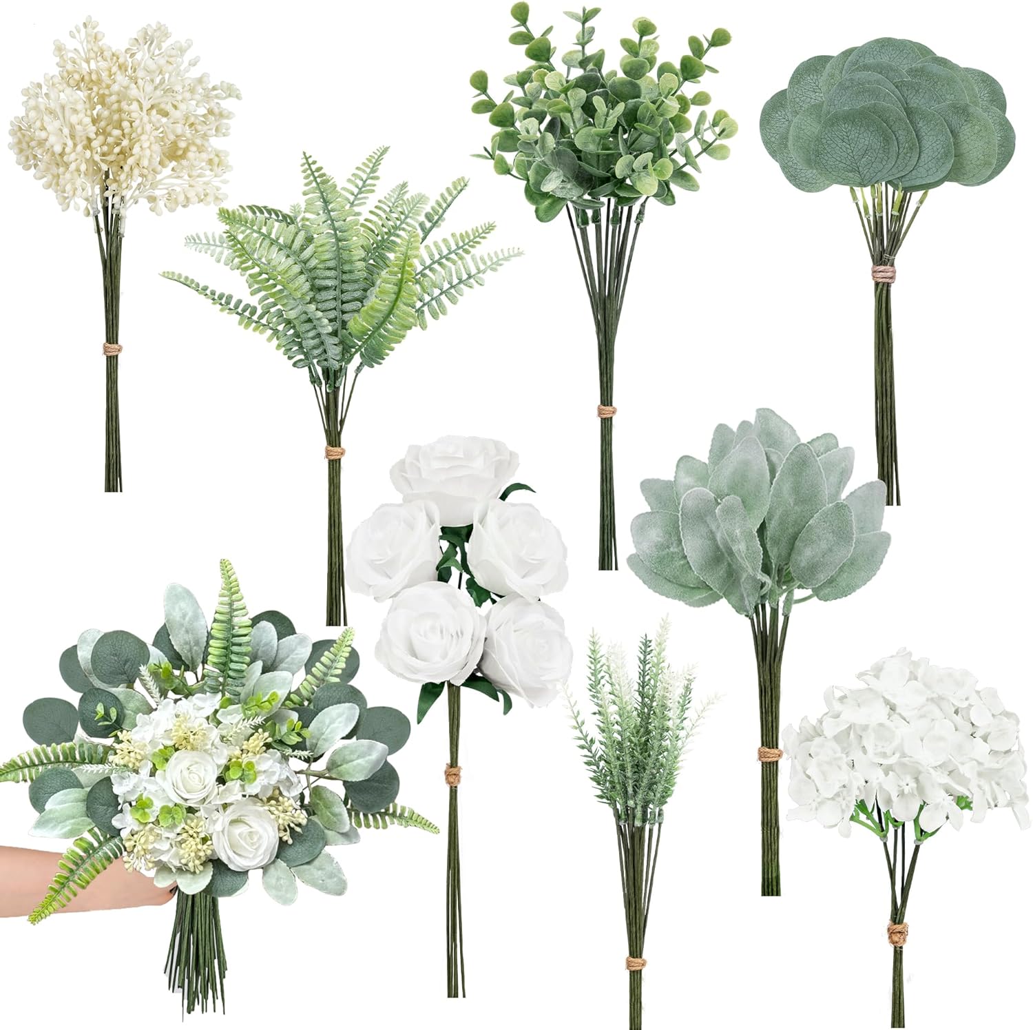 Amazon.com: Artificial Greenery Stems Box Set, 110 Pcs with 8 Kinds of ...