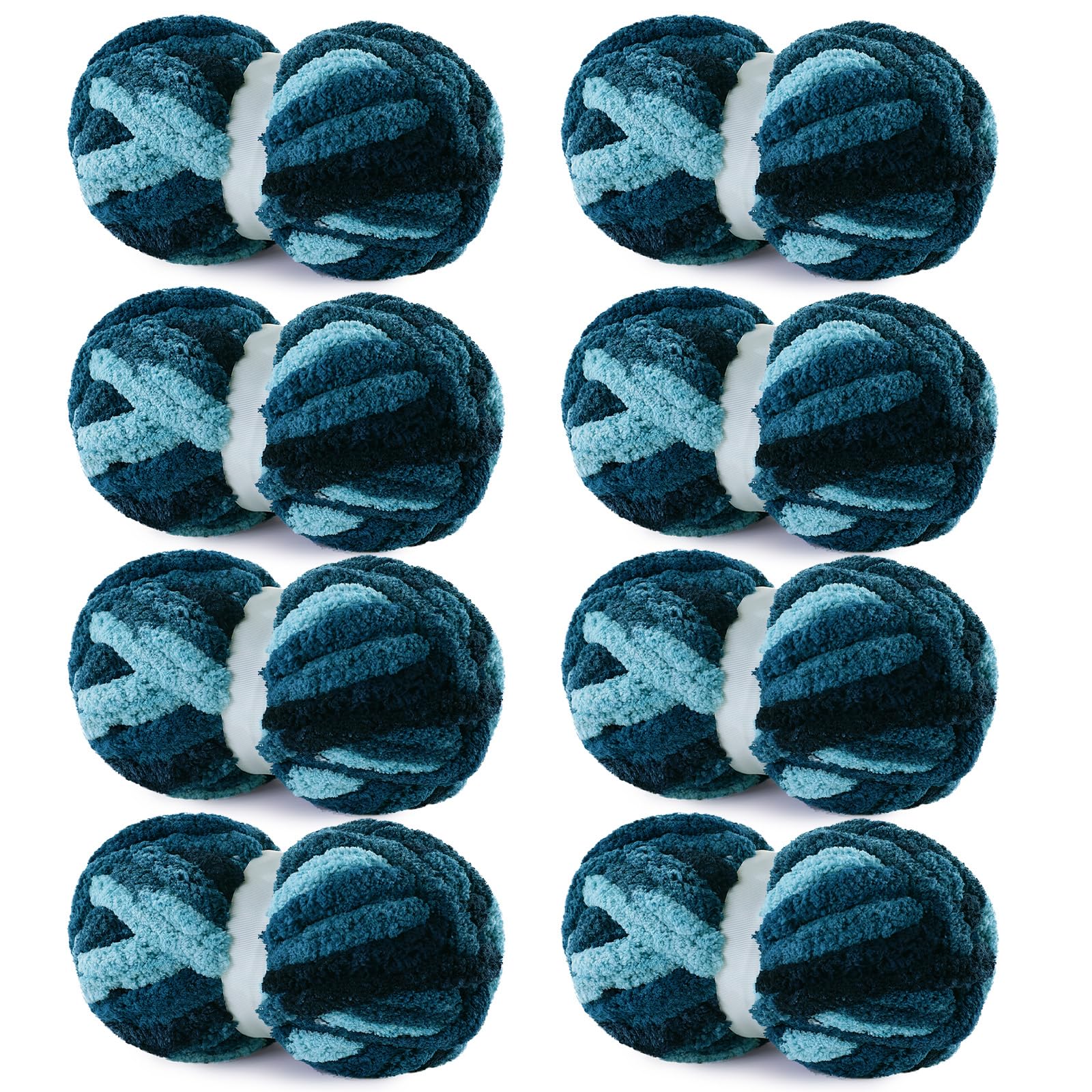 Snapklik.com : Blue Multi Chunky Chenille Yarn For Hand Knitting,Fluffy ...