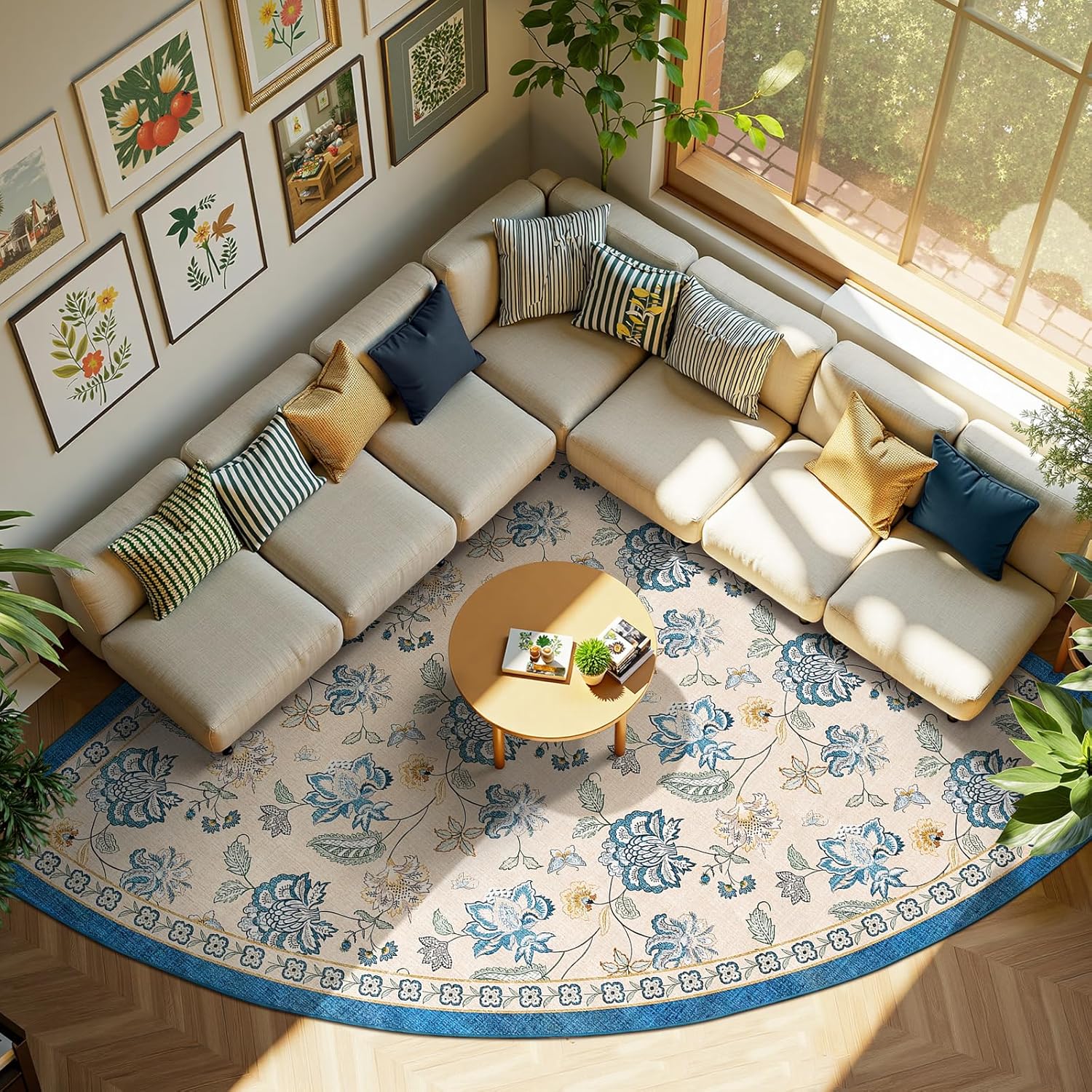 Amazon.com: jinchan Floral Corner Rug for Living Room Washable Bedroom ...