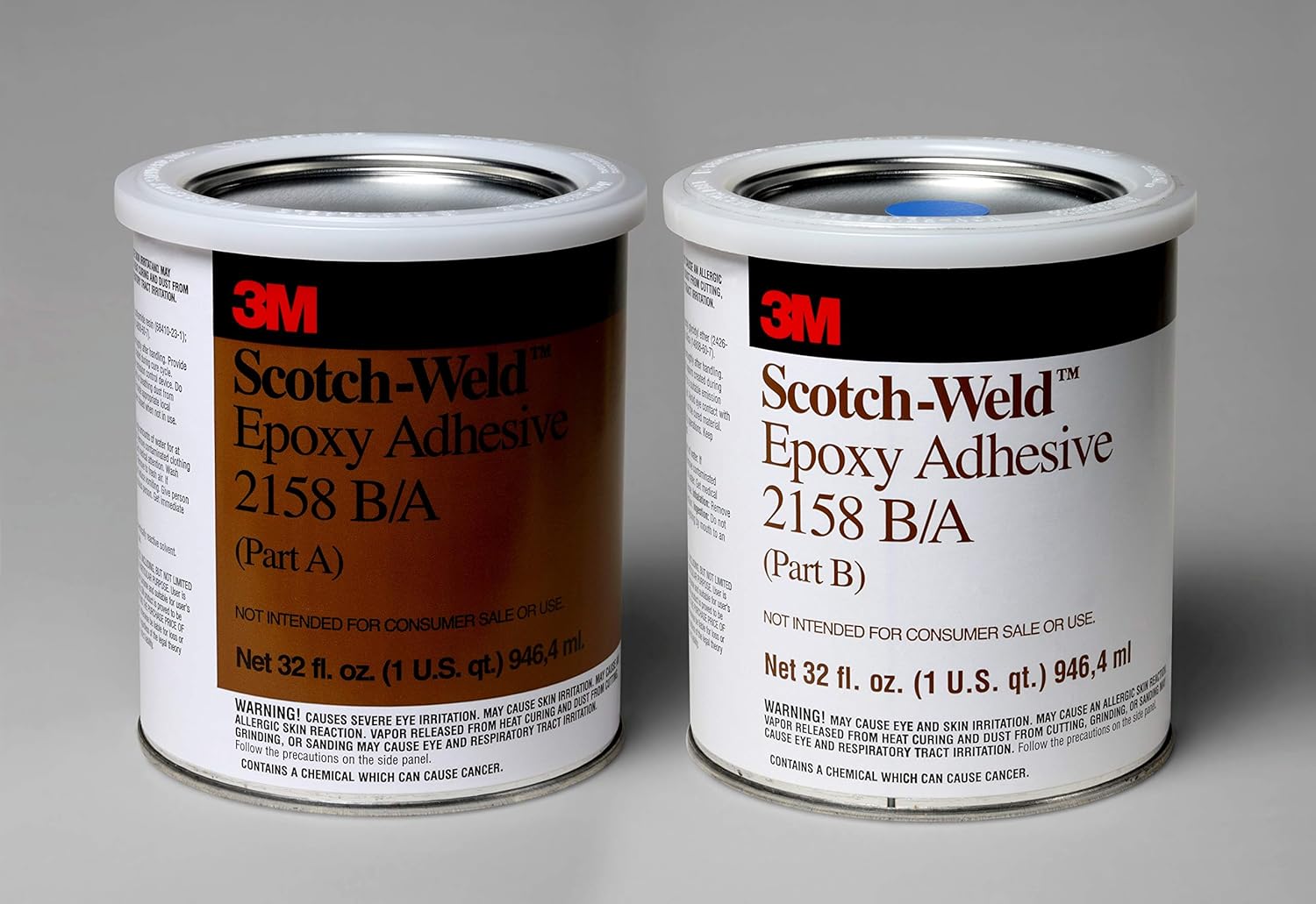 3M Scotch-Weld 20260 Epoxy Adhesive 2158 Part B/A, Gray, 1 Quart Kit ...