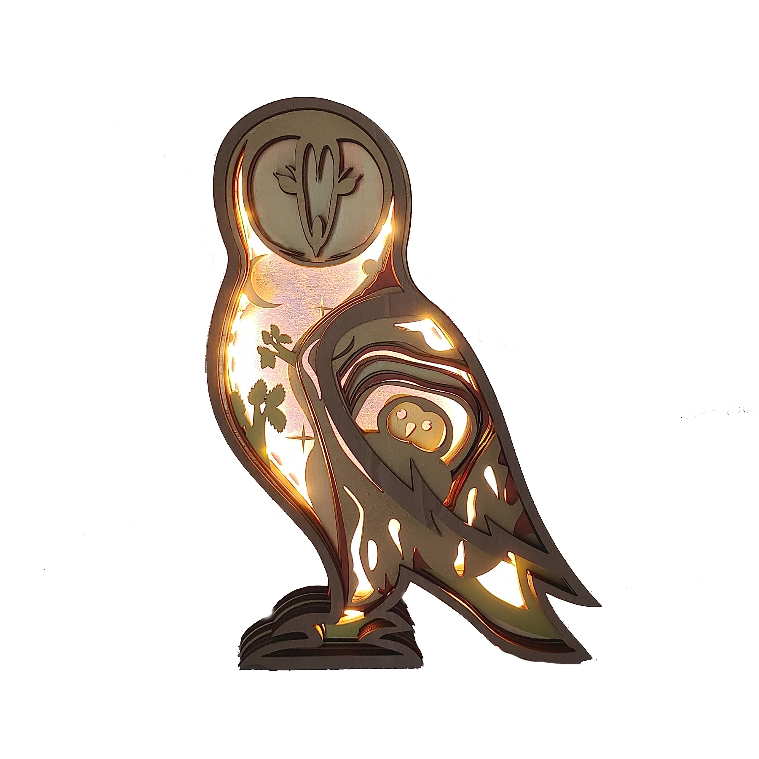 3D Wooden Animals Carving LED Night Light, Wood Carved Lamp Modern ...