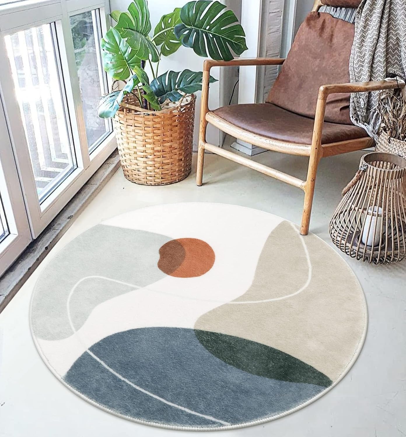 Amazon.com: Uphome Small Round Rug 3ft Soft Modern Abstract Circle Rug ...