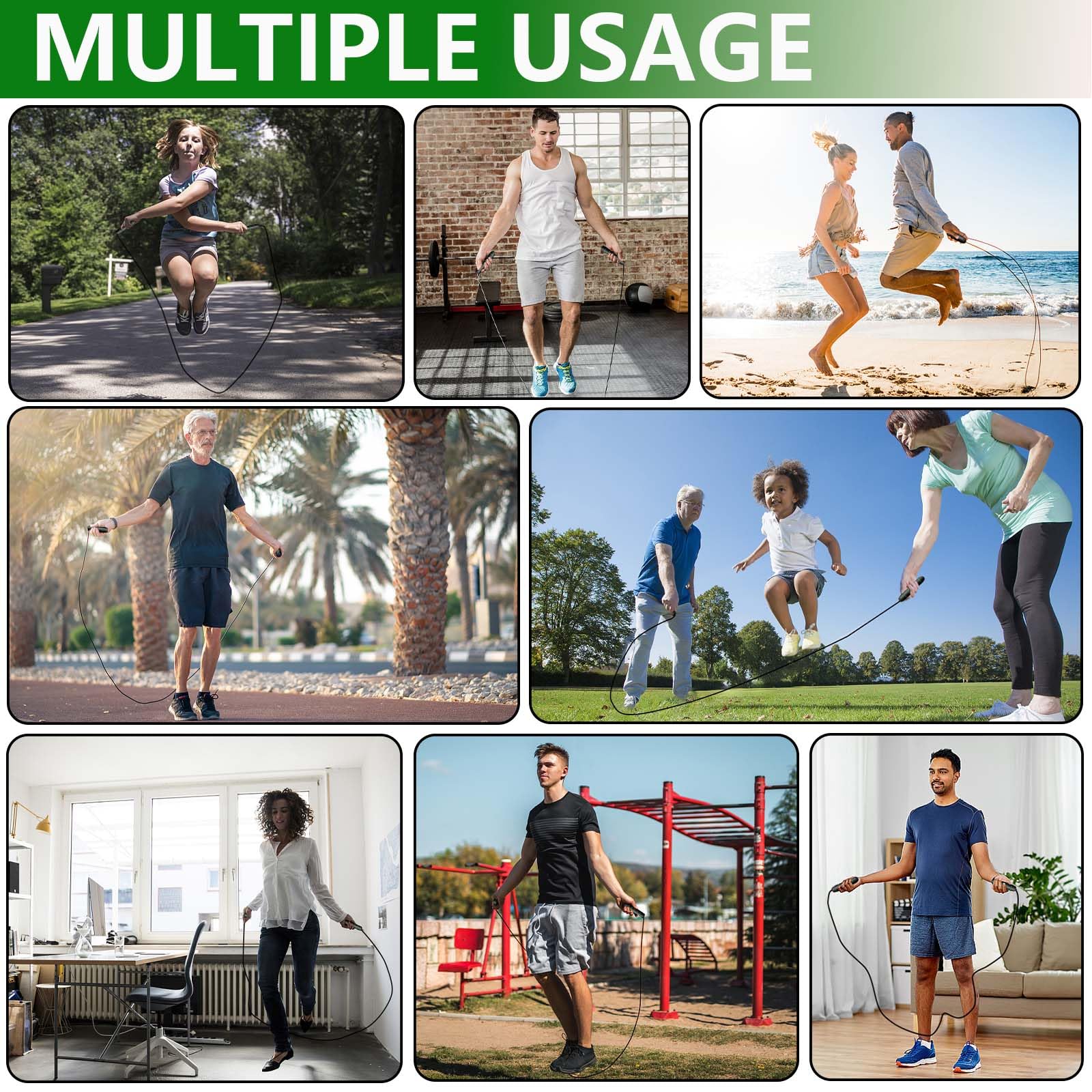 Snapklik.com : Adjustable Weighted Jump Rope, 9ft Long Tangle-Free ...