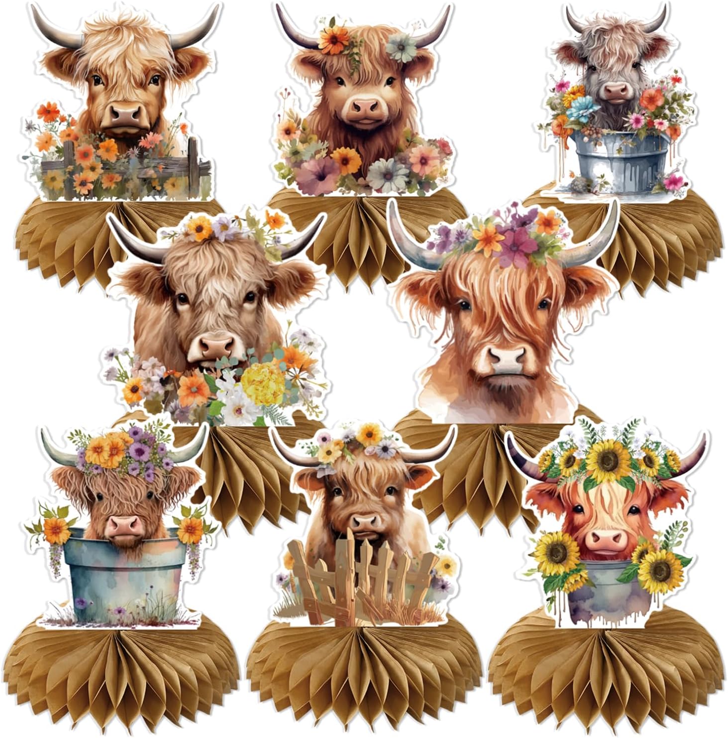 Amazon.com: Cheerdecor Highland Cow Party Decorations - 8PCS Cow Party ...