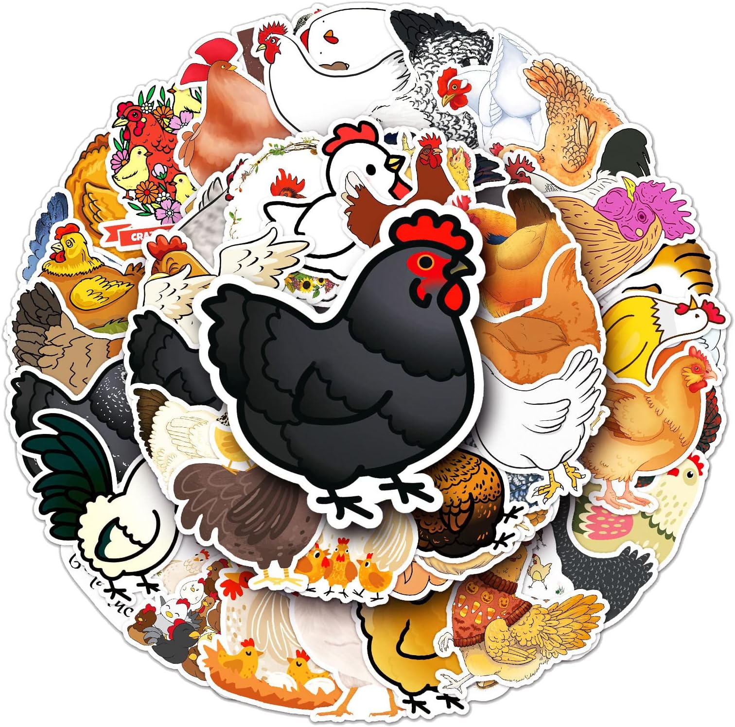 Amazon.com: 100pcs Chicken Stickers Cute Yellow Cartoon Chicken ...