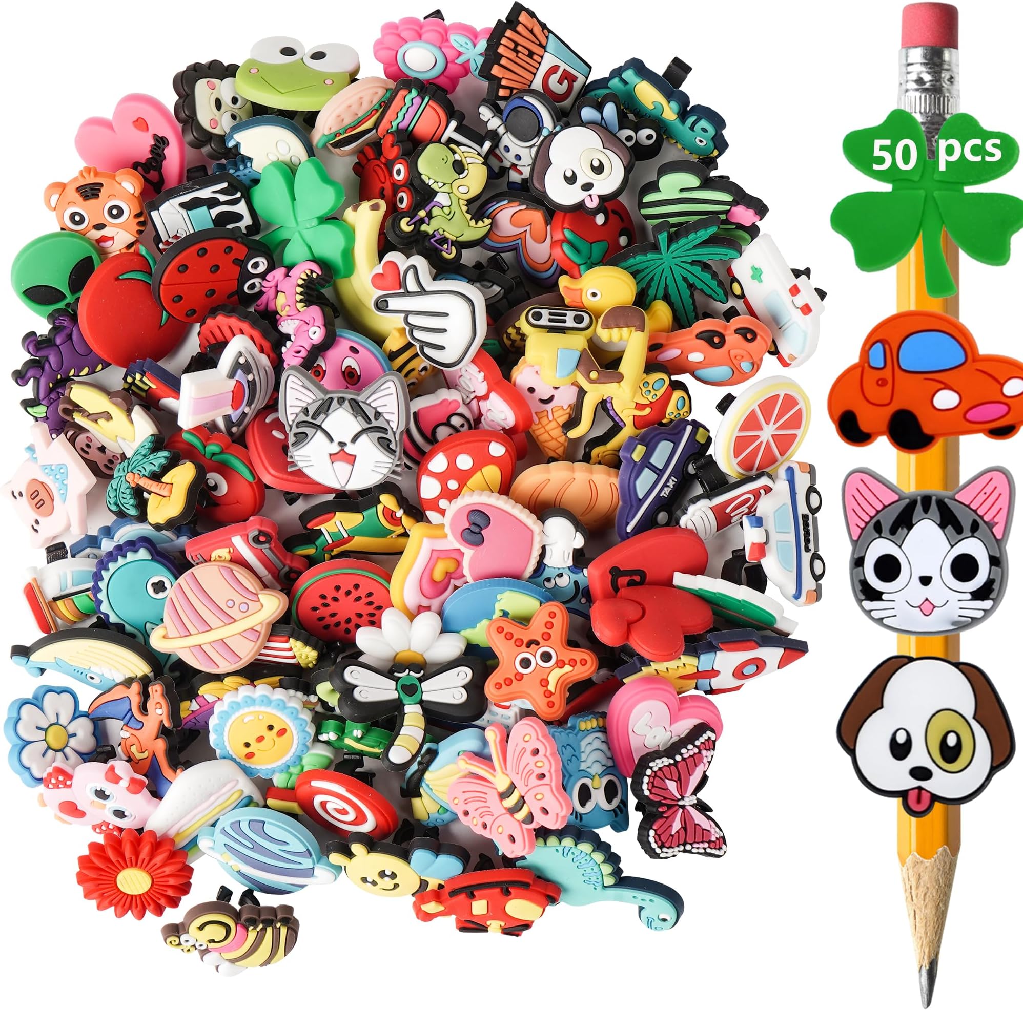 Amazon.com : 45 Pcs Pencil Topper Decorations,Different Cute Pencil ...