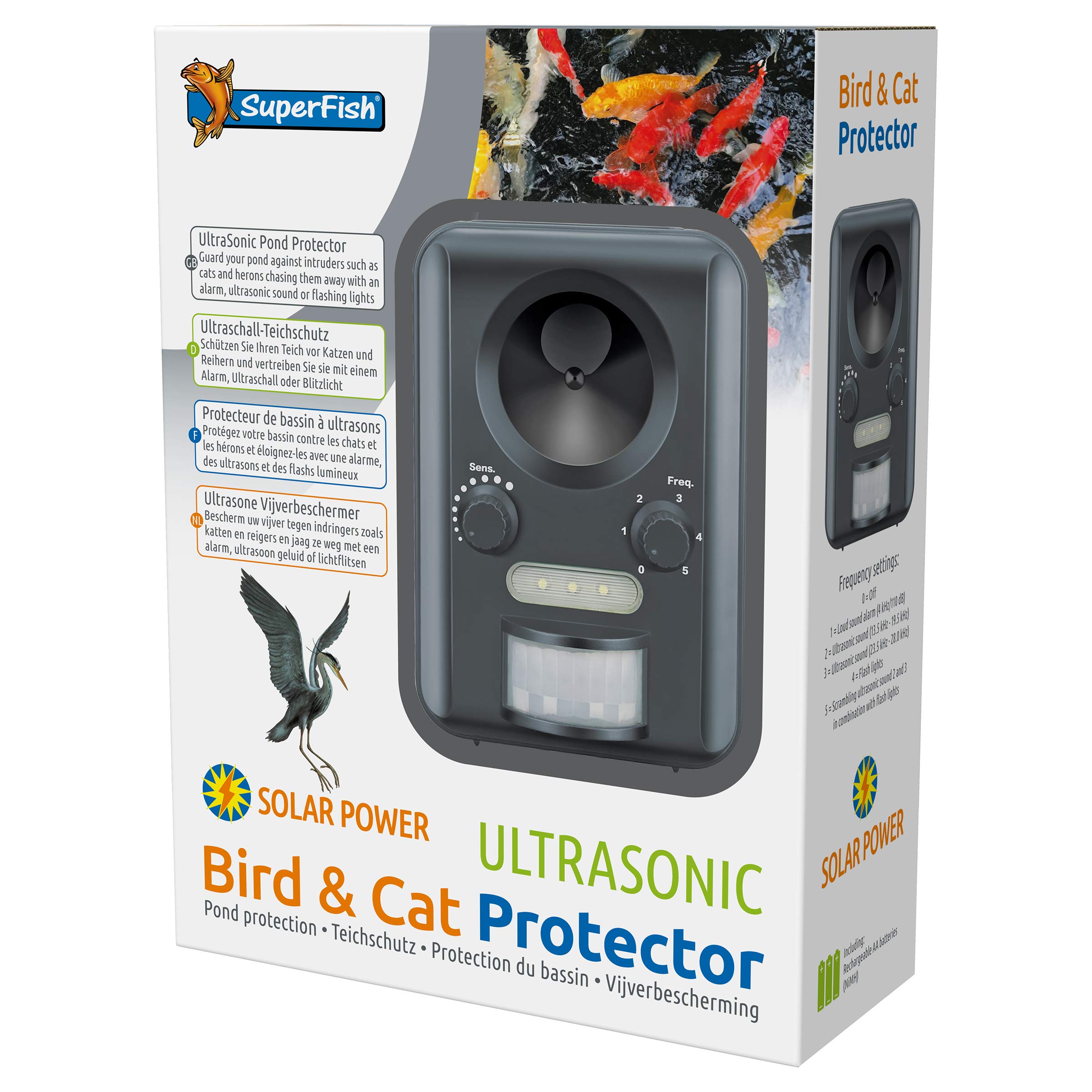 Superfish Ultrasonic Bird & Cat Protector - Heron Deterrent with Alarm ...