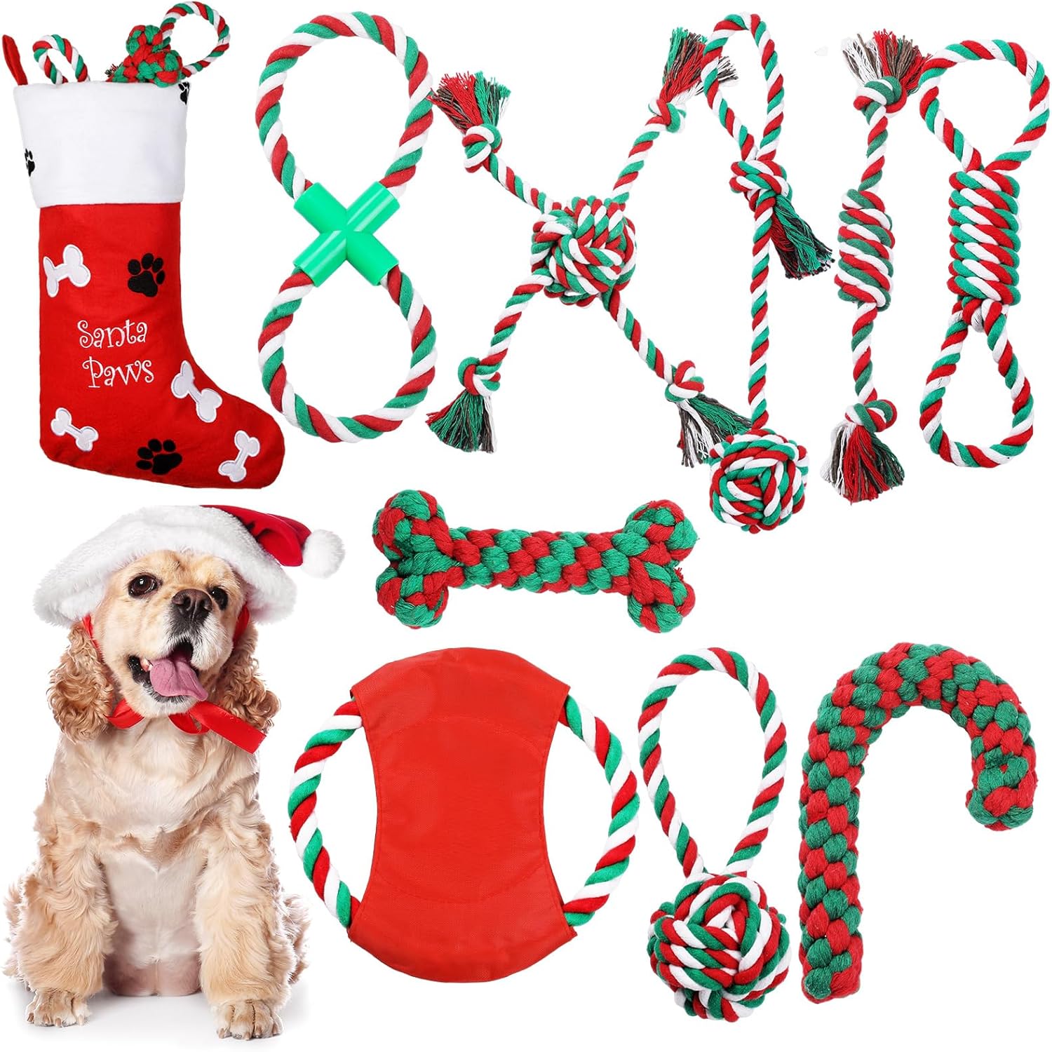 Pet Supplies : Shappy 10 Pcs Christmas Dog Toys with Dog Christmas ...