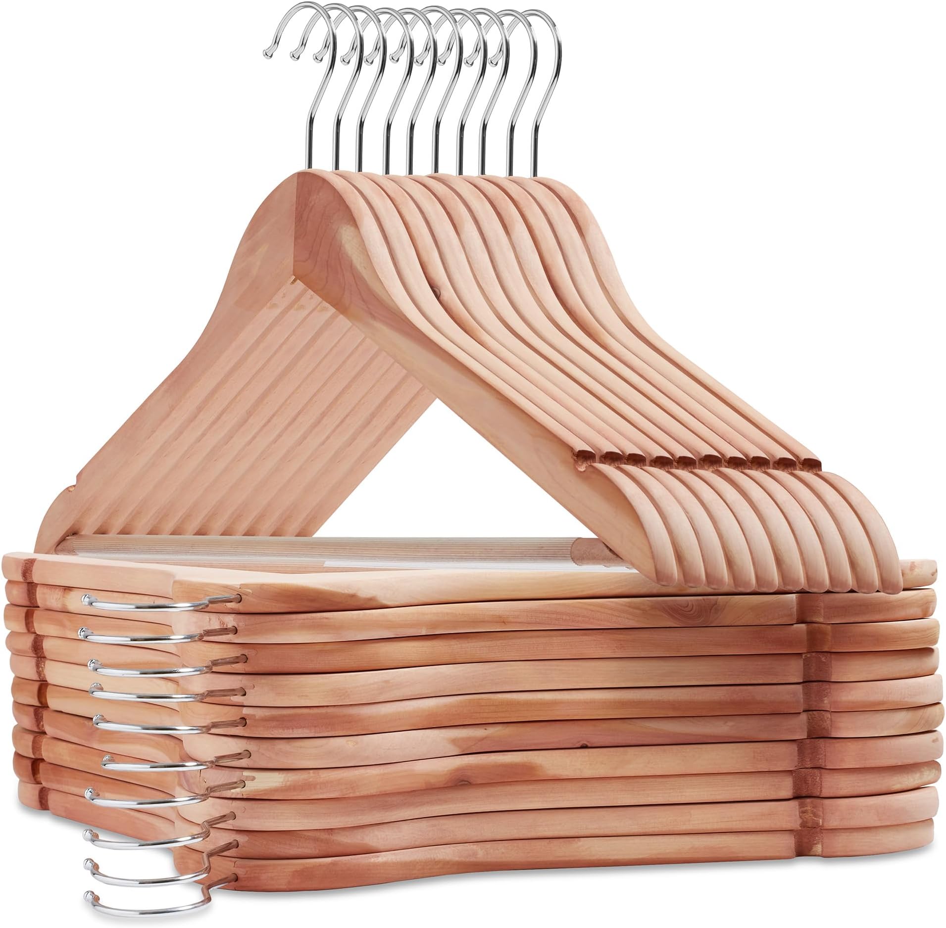 Amazon.com: Casafield - 40 Red Cedar Wooden Suit Hangers with Smooth ...