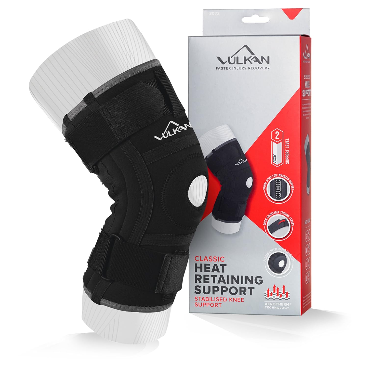 VULKAN Classic Stabilised Knee Support, Medium, Knee Sleeve for Patella ...
