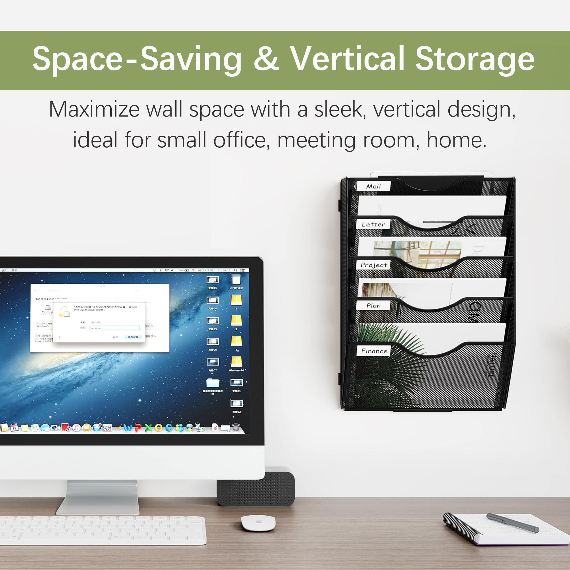 Snapklik.com : EasyPAG Wall File Holder Organizer 5 Pocket Mesh Hanging ...