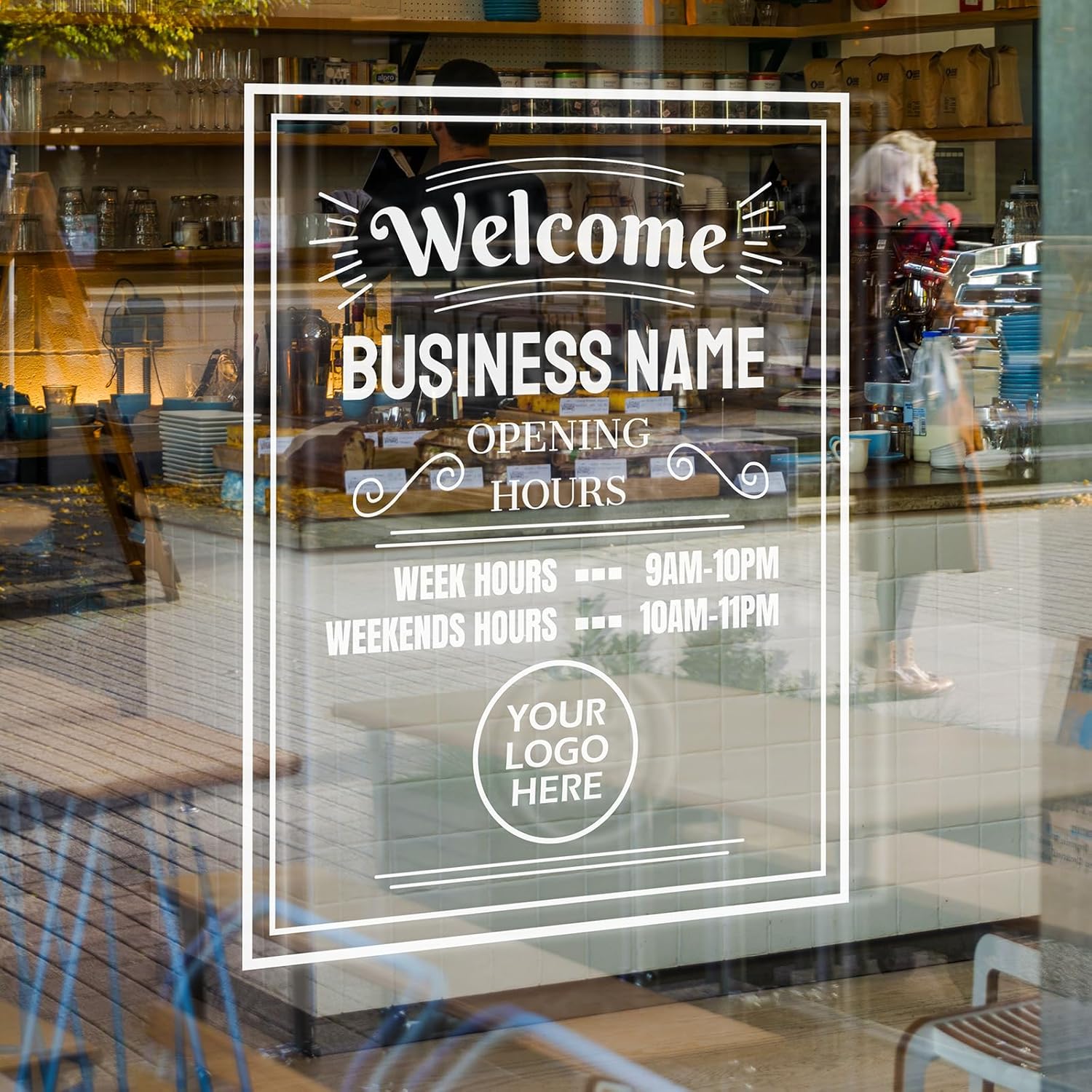 XRLSG Custom Business Hours Sign for Glass Door Personalized Window ...