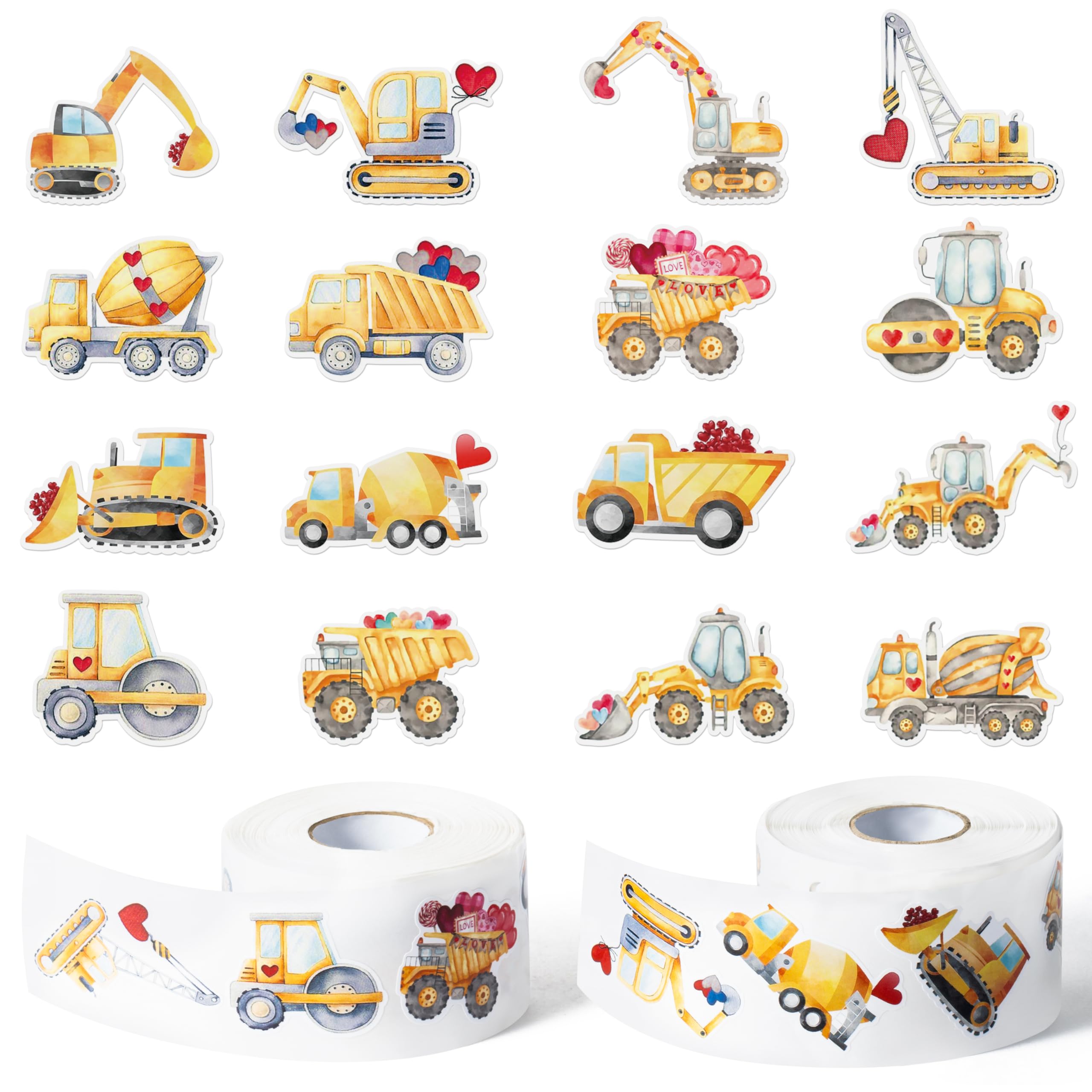 Amazon.com: W1cwey 1000pcs Valentine’s Day Construction Trucks Sticker ...