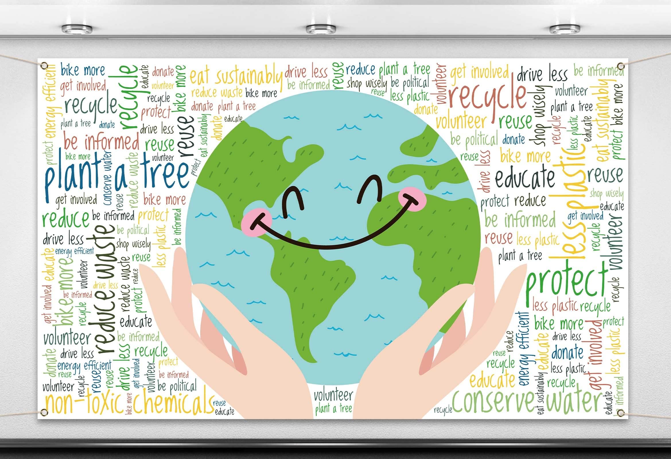 Amazon.com : Happy Earth Day Photo Backdrop Save The Nature Banner ...