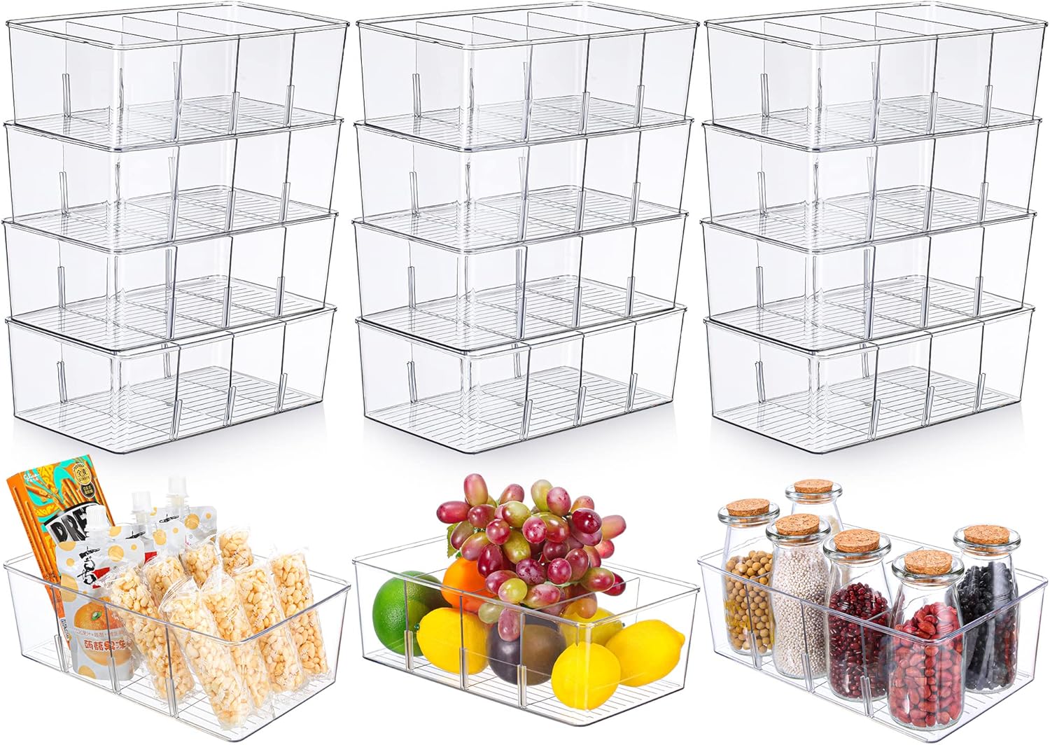 Amazon.com: 12 Pcs Food Storage Organizer Bins Acrylic Snack Organizer ...