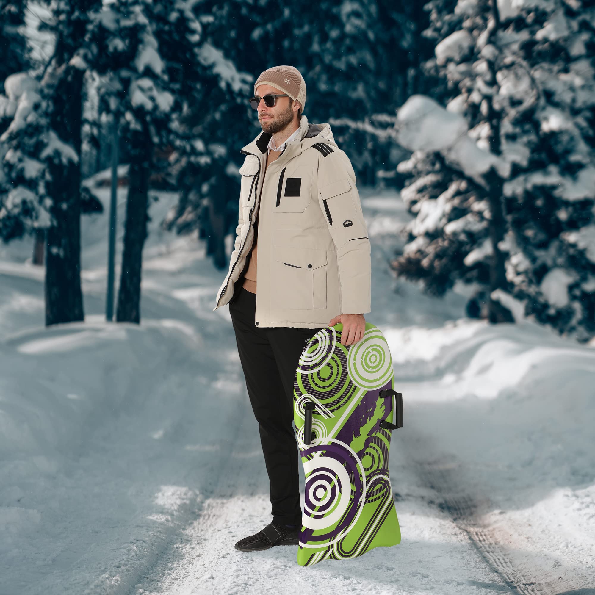 Snapklik.com : LETS CAMP 36" Snow Sled Board, 2-Pack Superior Foam ...