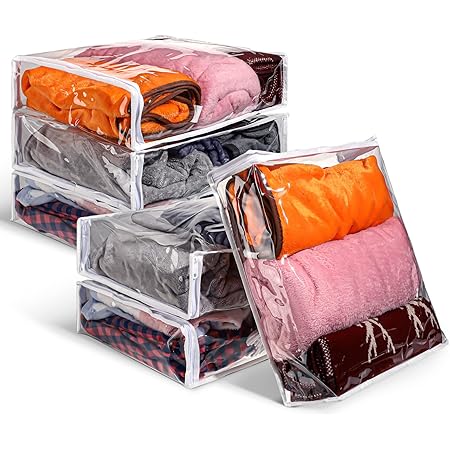 Amazon.com: 12 Pcs Clear Vinyl Storage Bag with Zipper 3 Sizes Durable ...