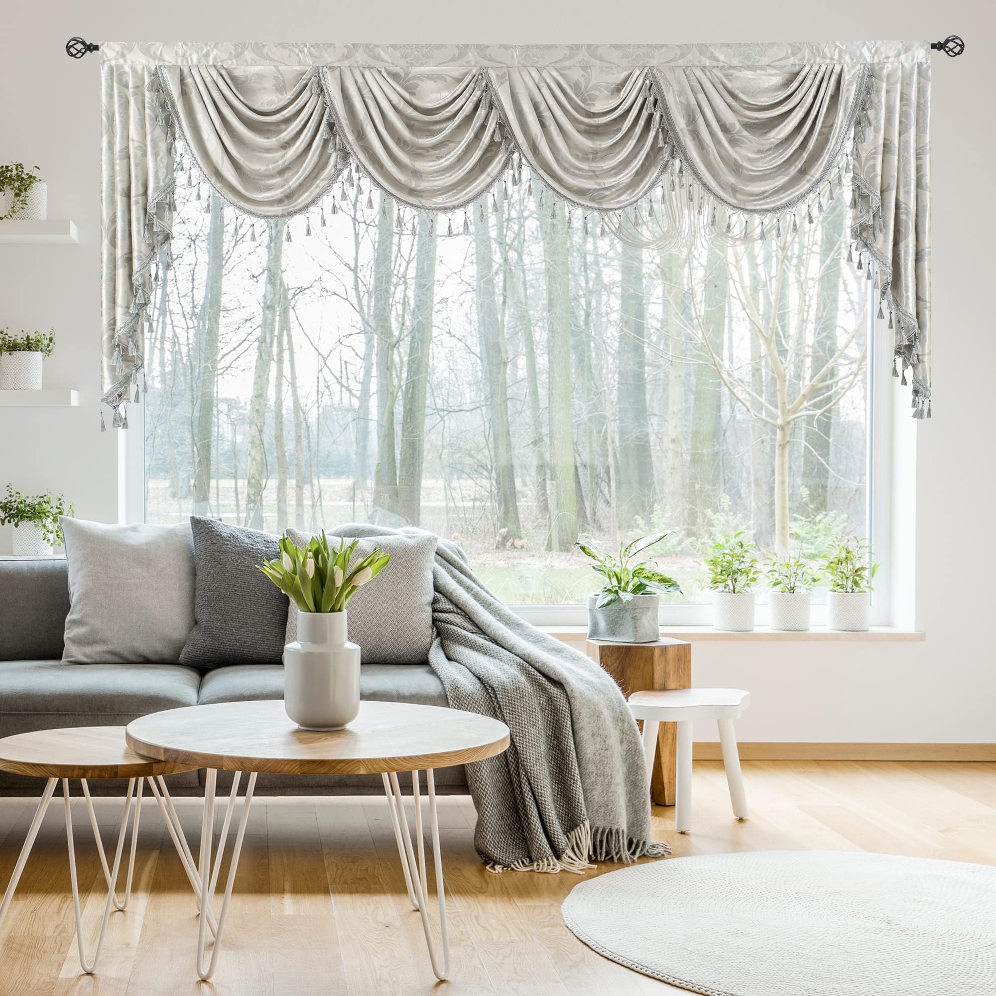 Amazon.com: JADE POKE Jacquard Waterfall Valance for Windows with ...