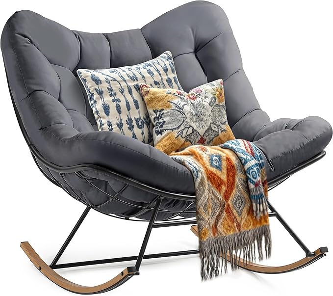 Amazon.com: YITAHOME Oversized Rocking Papasan Chair, Wide Rocking ...