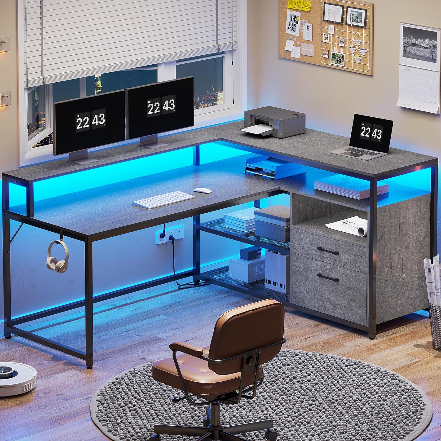 Amazon.com: SEDETA Corner Computer Desk with Drawers, 55" Computer Desk ...