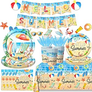 Amazon.com: Hello Summer Party Decorations-142Pcs Beach Pool Party ...