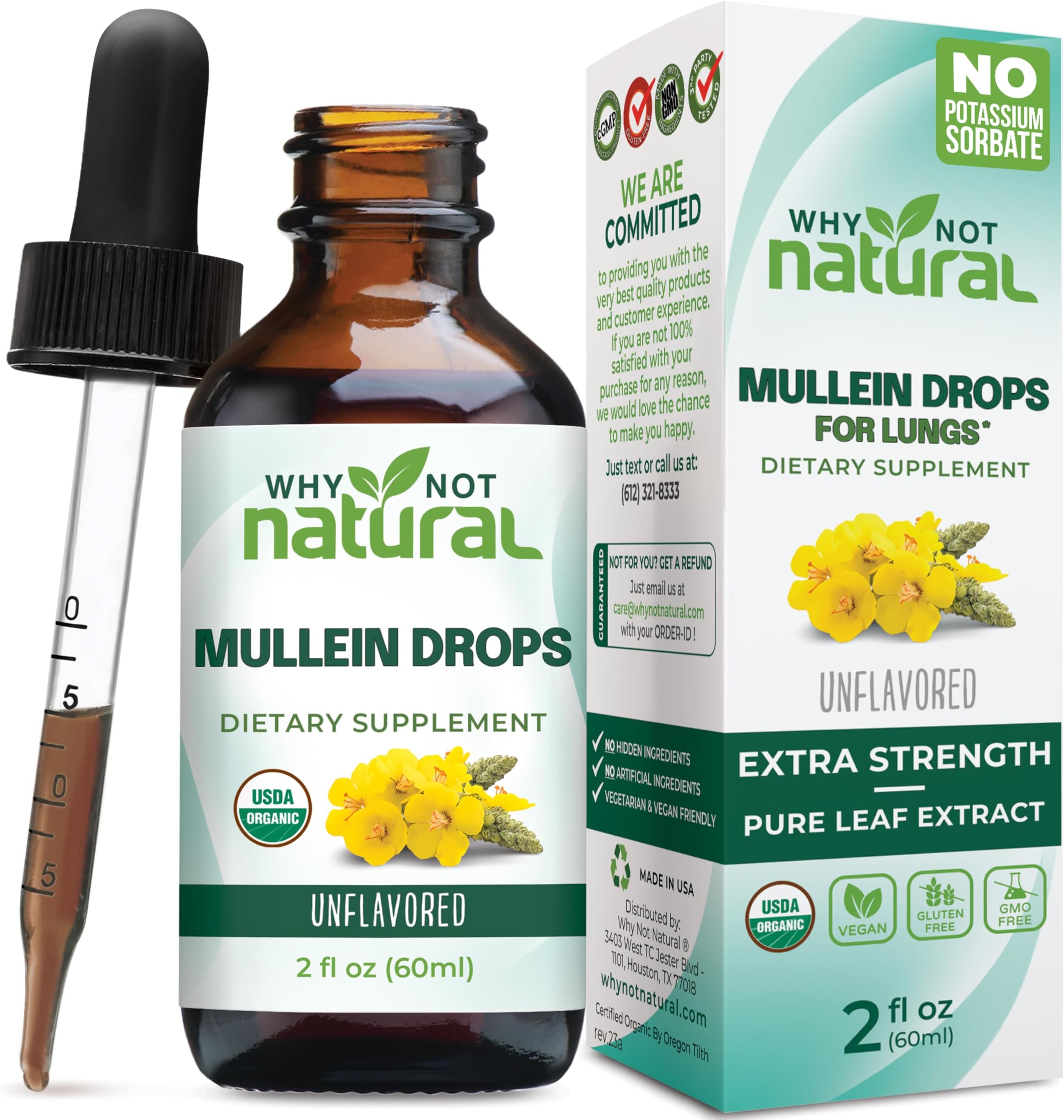 Amazon.com: USDA Organic Mullein Drops for Lungs - Leaf Extract ...