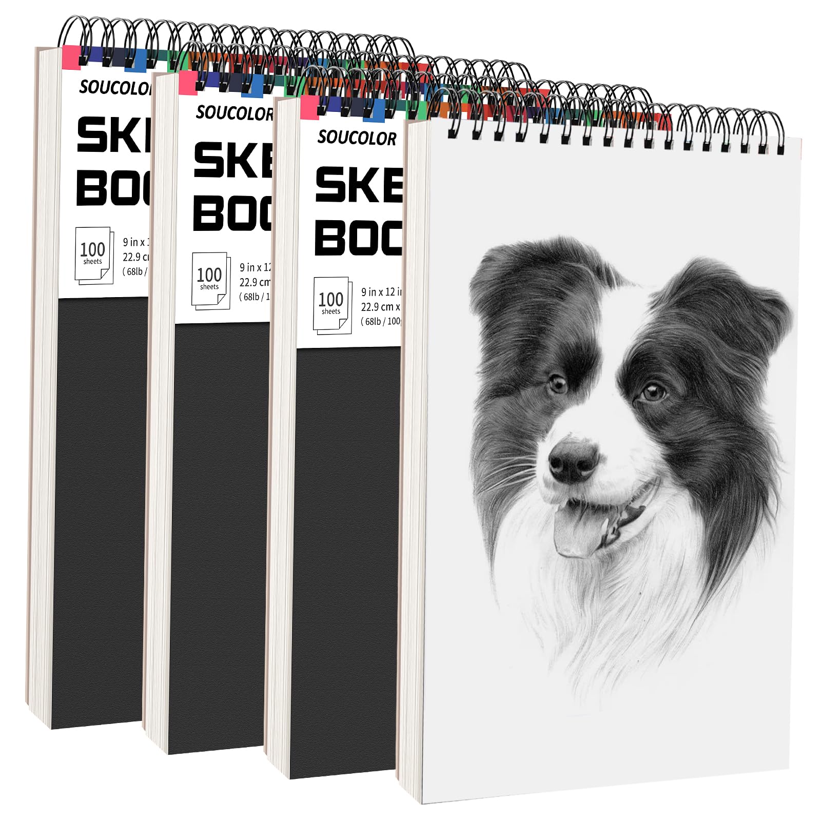 Snapklik.com : Soucolor Artist 9x12 Sketch Book Set, 4 Pack 100-Sheet ...