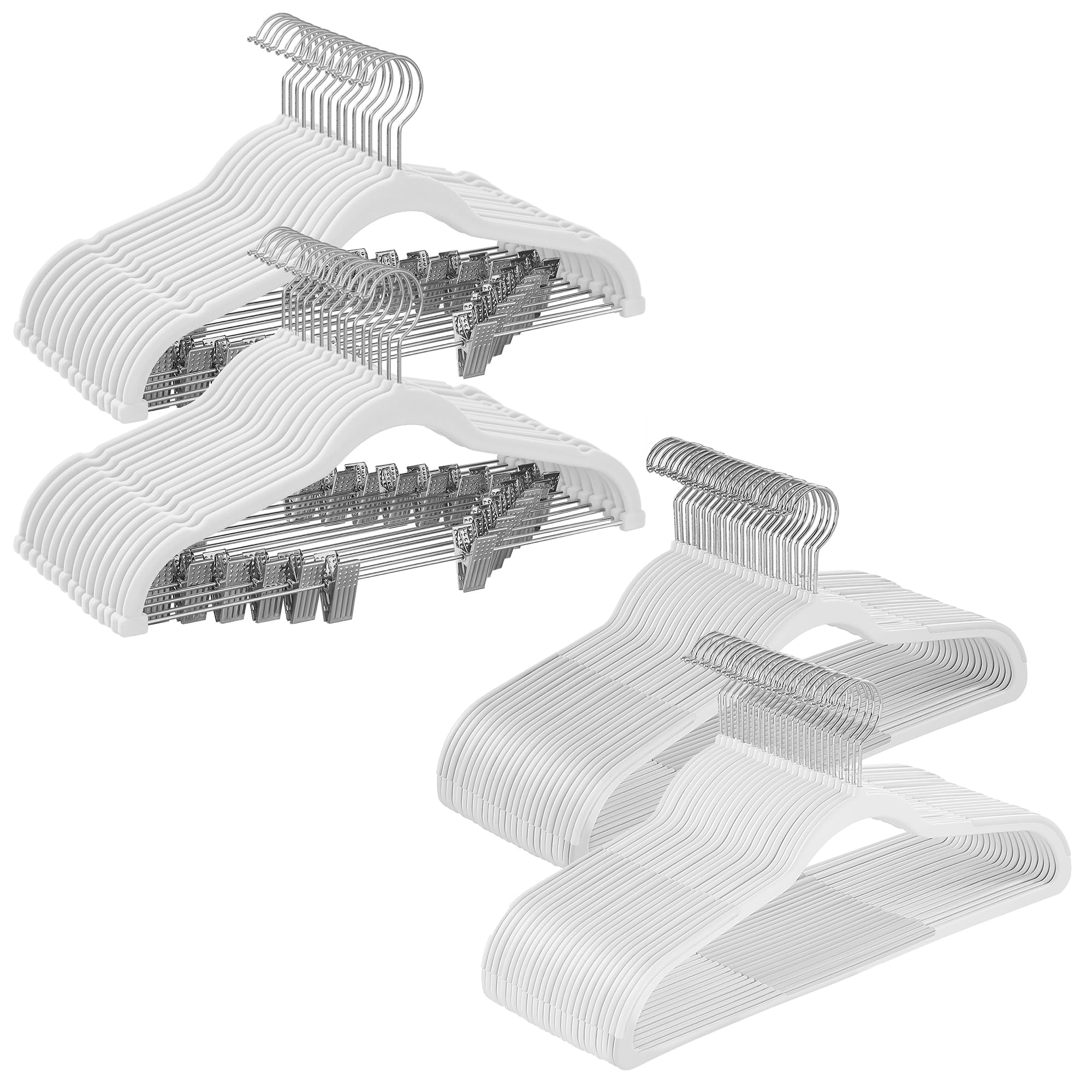 SONGMICS 50-Pack Coat Hangers and 30-Pack Pants Hangers Bundle, Velvet ...