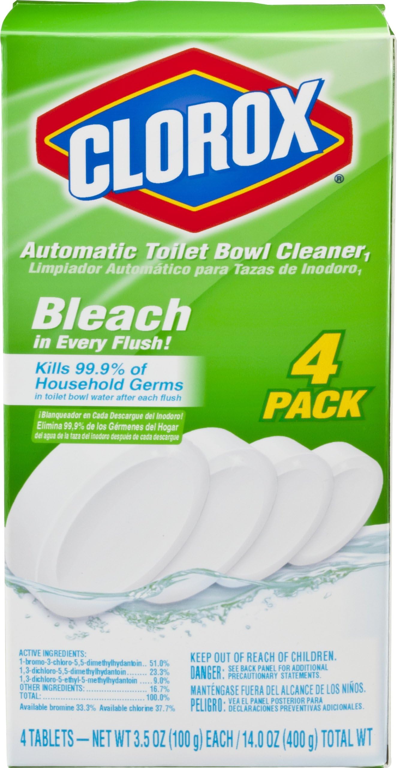 Amazon.com: Clorox Ultra Clean Toilet Tablets Bleach 3.5 Ounces Each, 4 ...