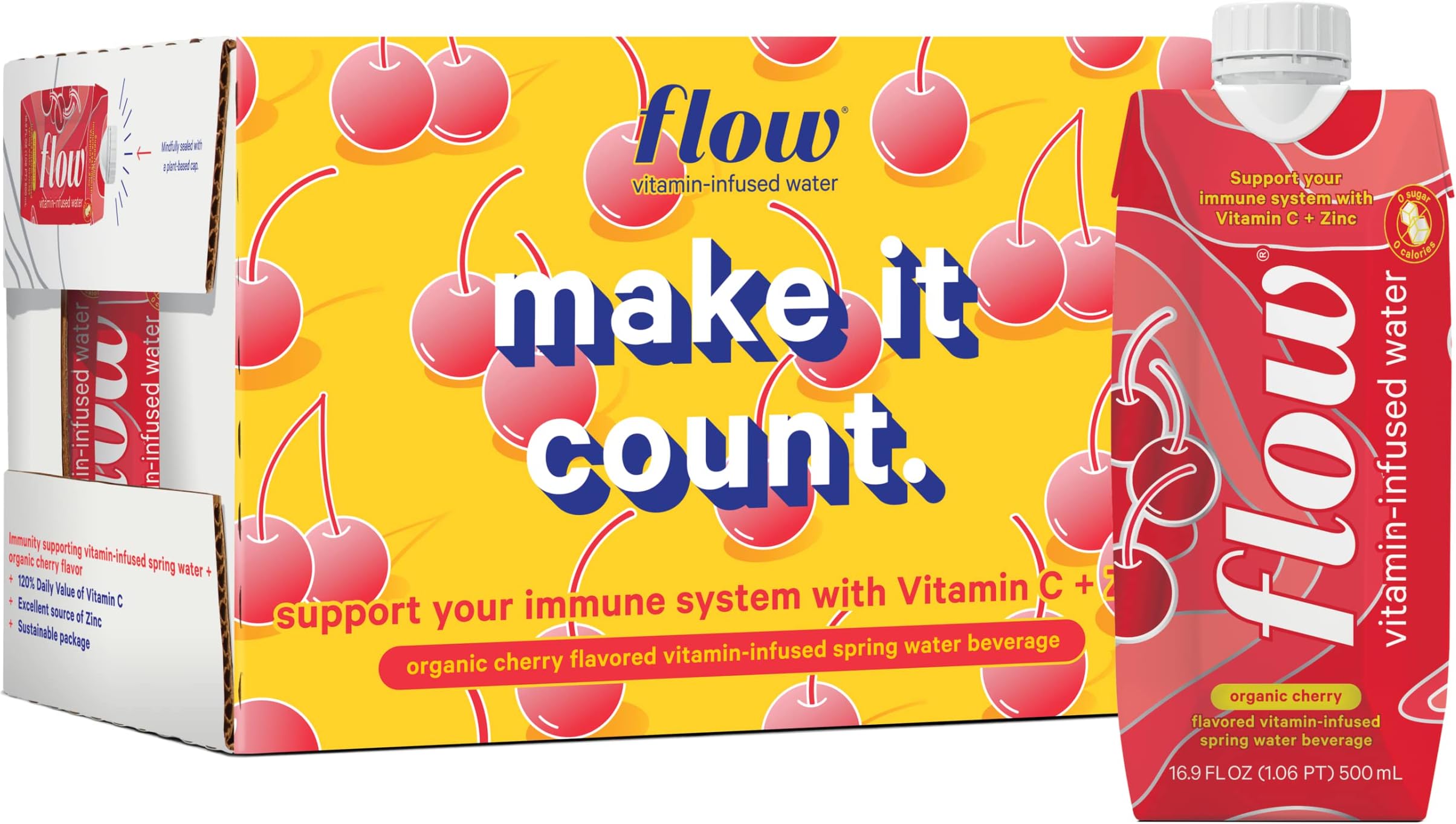 Amazon.com: Flow Vitamin Infused Spring Water, Organic Cherry Flavor ...