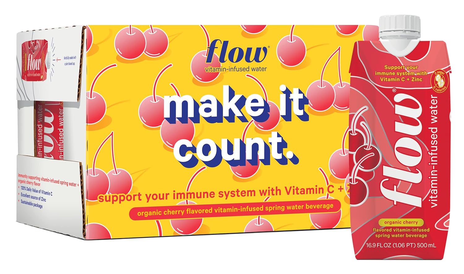 Amazon.com: Flow Vitamin Infused Spring Water, Organic Cherry Flavor ...