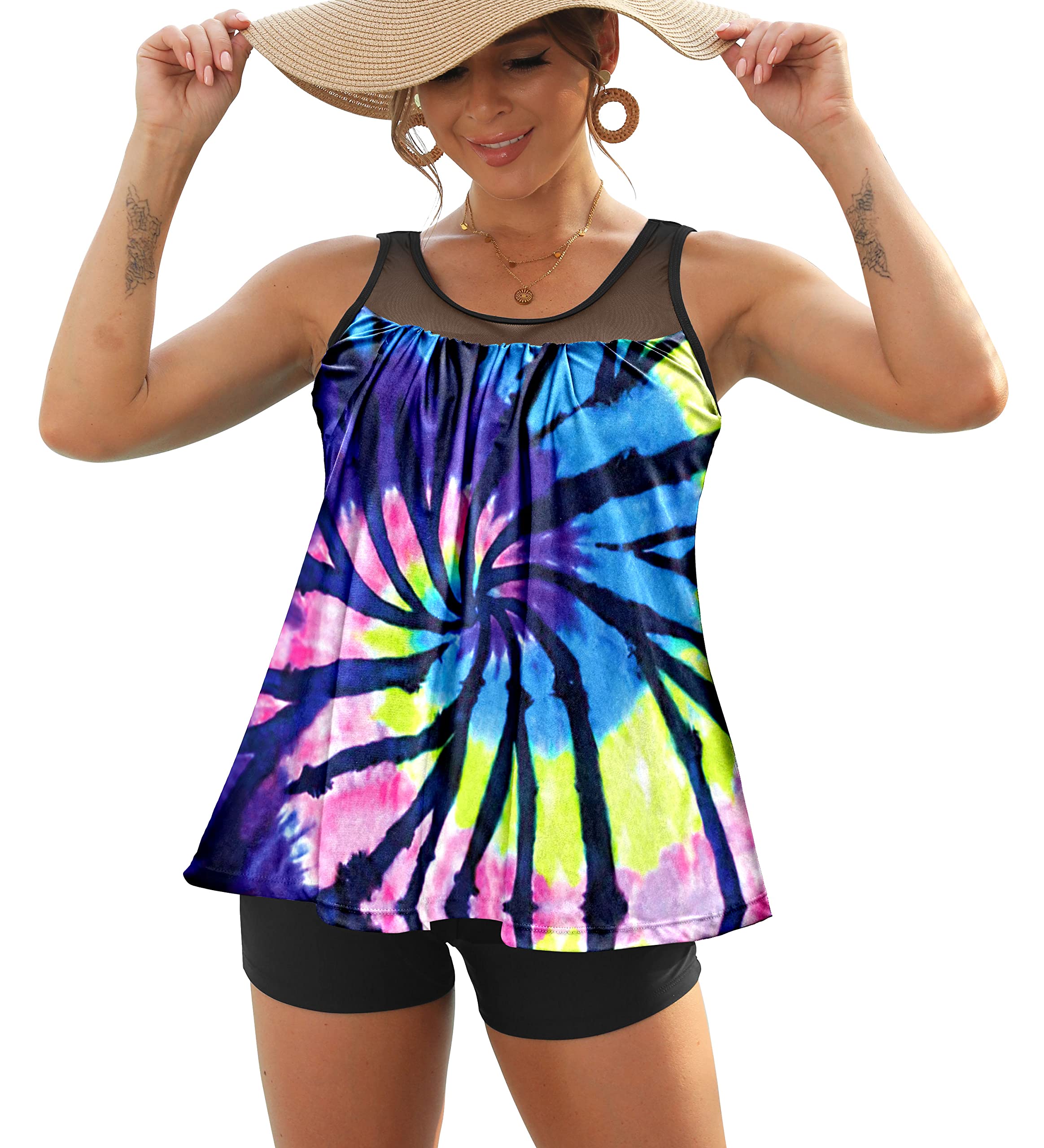 Corfrute Womens Floral Bathing Suits 2 Piece Swimsuits Layered Ruffle ...