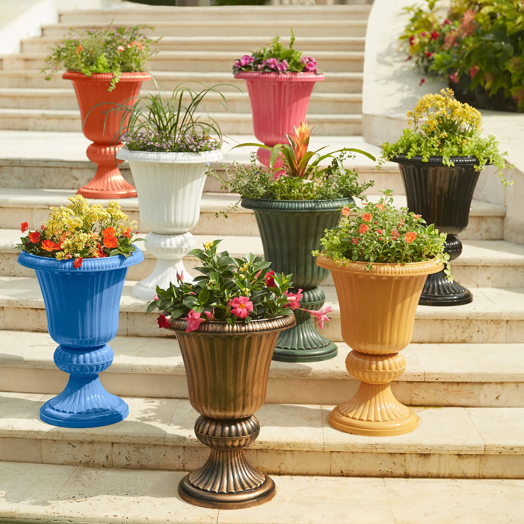 Resin Planters In The Us Amazon.com: Worth Garden Plastic Round 8 Inch