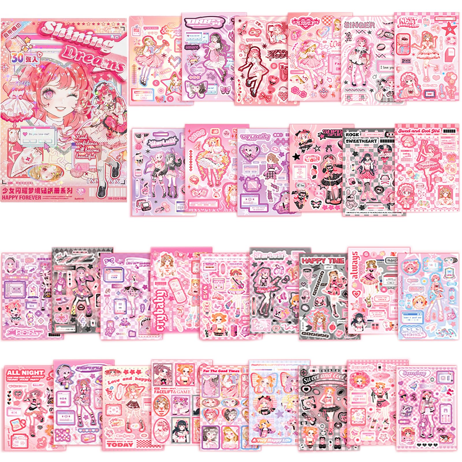 Amazon.com: Auguro Cute Scrapbook Stickers Book with 500 Stickers A5 ...