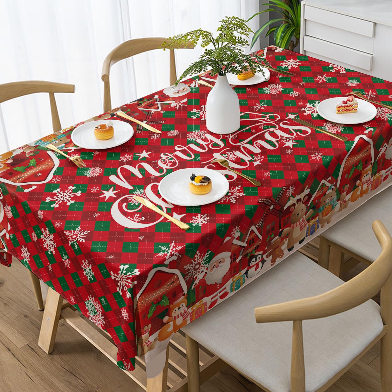 Amazon.com: ORNACELE Christmas Tablecloth for 60x84 Rectangle Tables ...