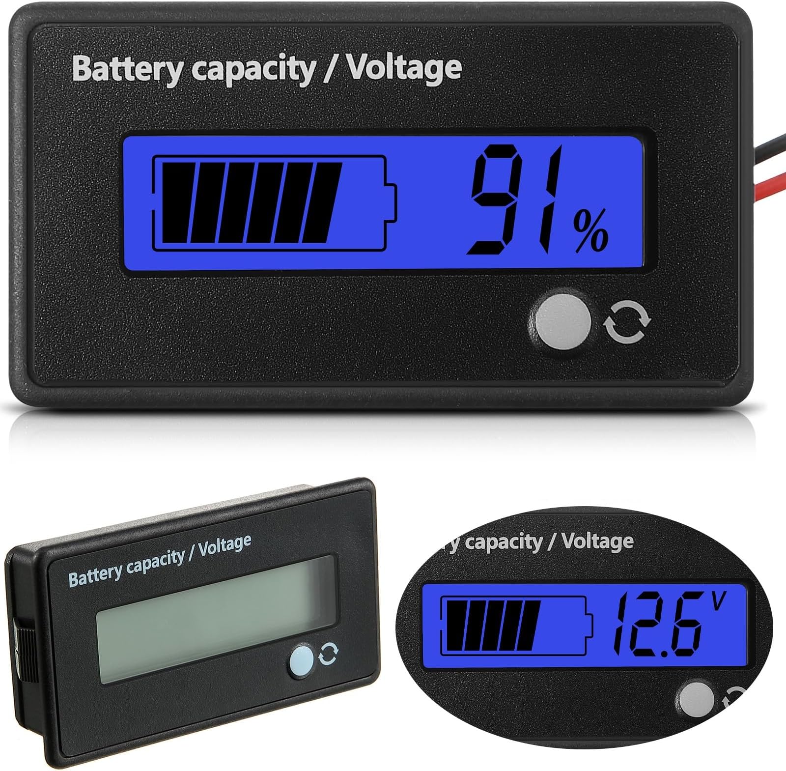 DC 12V-72V Battery Capacity Voltage Meter With Alarm, Gauge Indicator ...