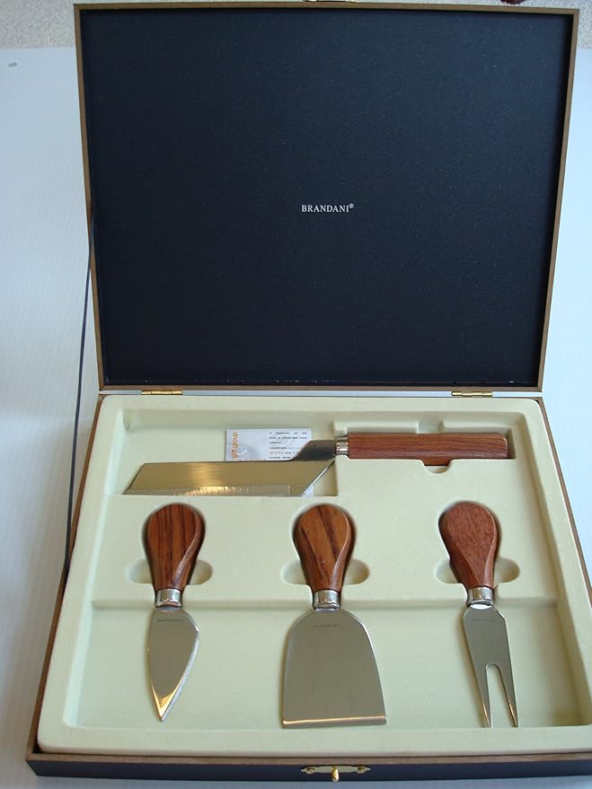 Amazon.com: Brandani Tavola Cheese Knives, Set of 4 in Gift Wooden Box ...