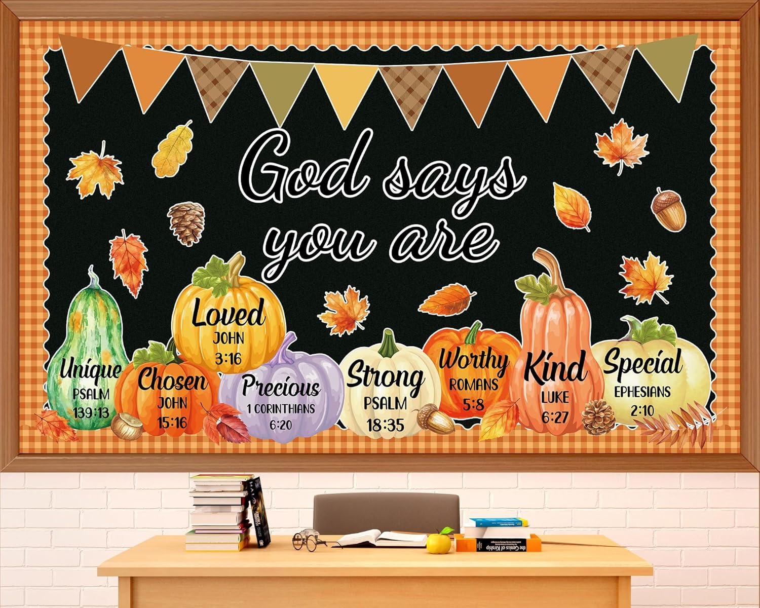Amazon.com: Fall Christian Bulletin Board Decorations Set God Says You ...