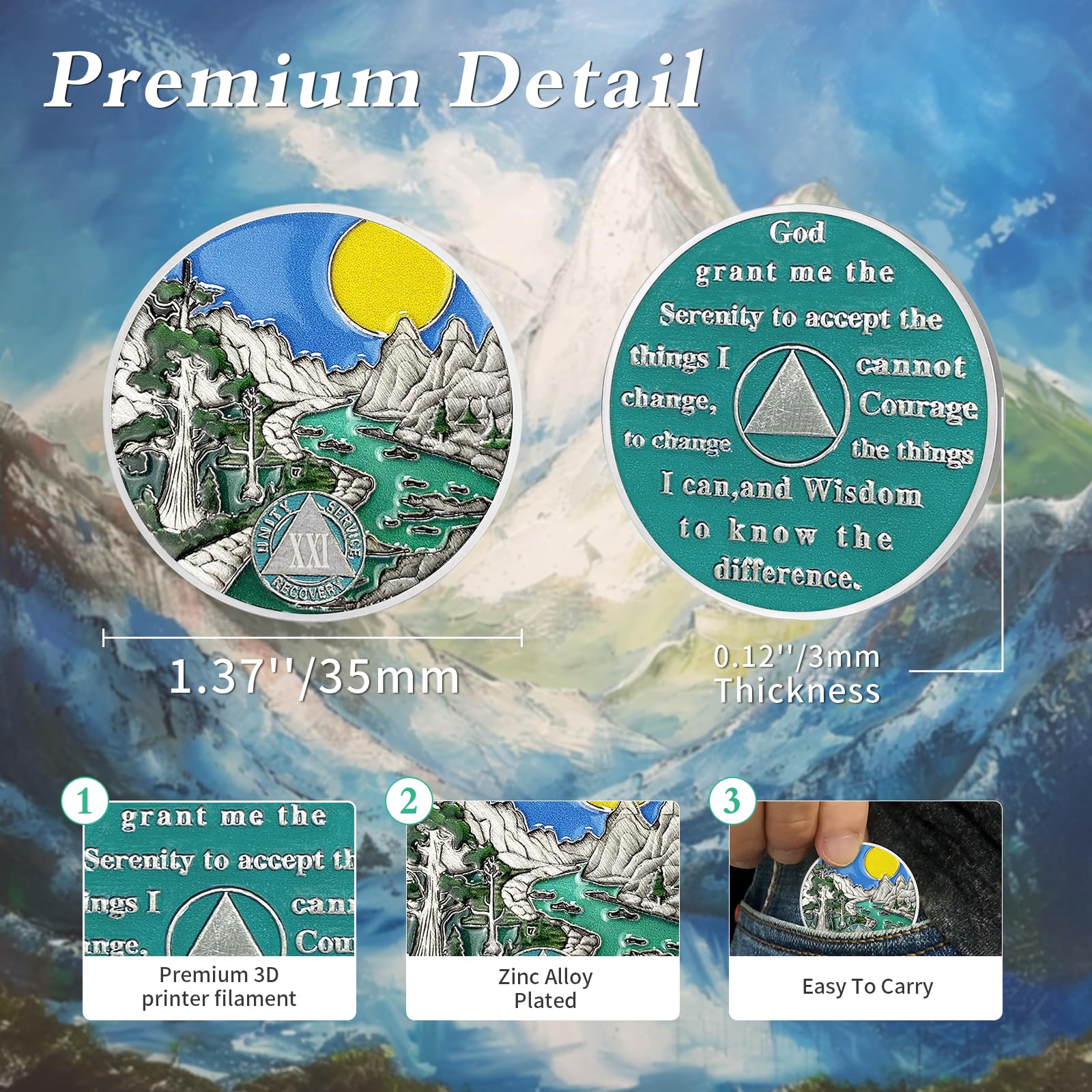Snapklik.com : Sunlight 21 Year Sobriety Coin - Recovery 21 Year AA ...