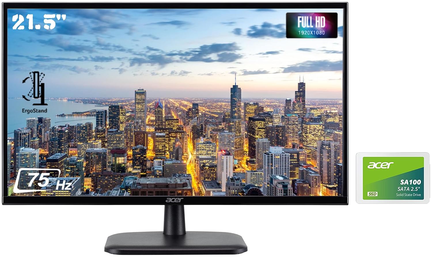 Acer EK220Q 21.5 Inch (54.61 Cm) Full HD (1920x1080 Pixels) VA Panel ...