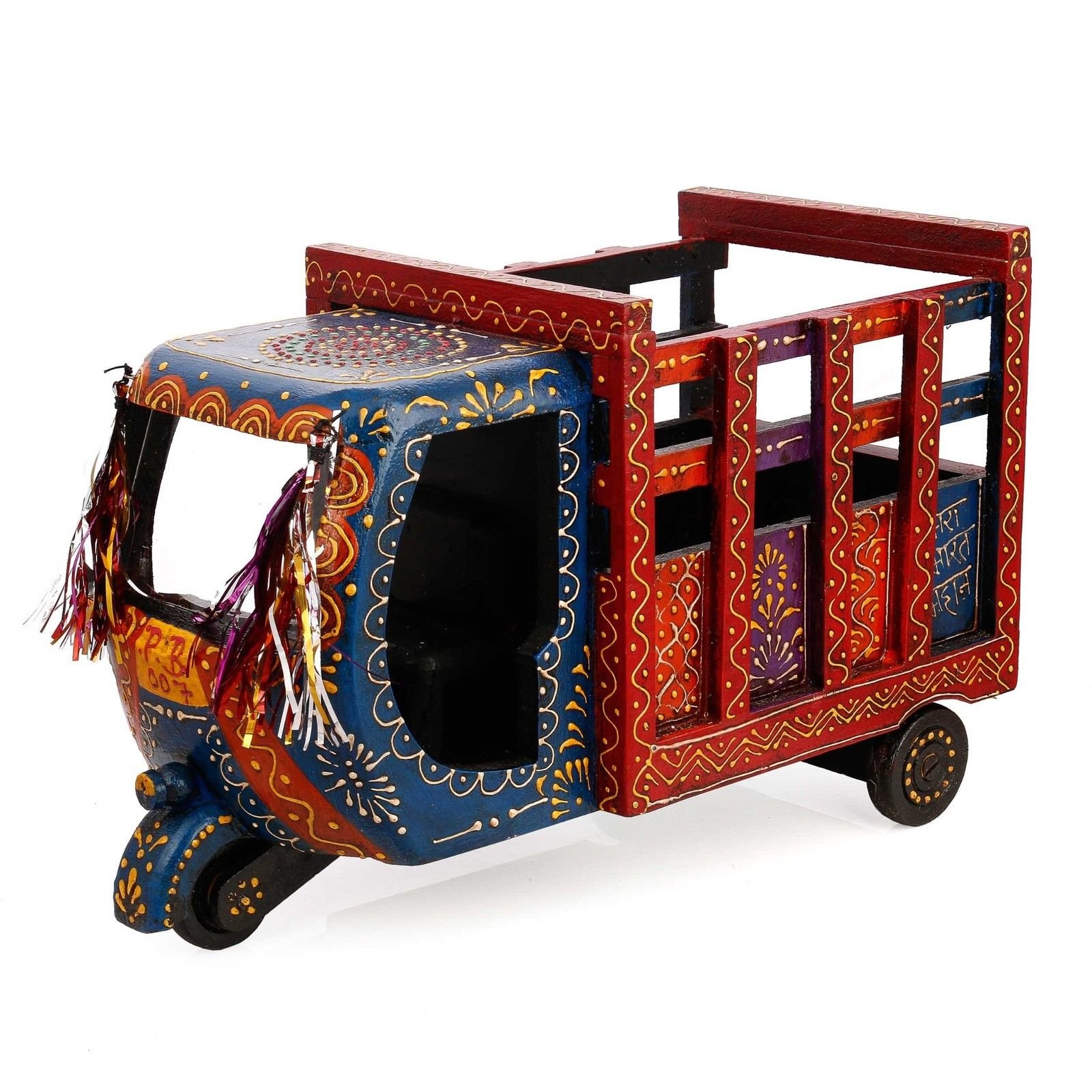 Craftvatika Wooden Painted Auto Rickshaw Decorative Showpiece Indian ...
