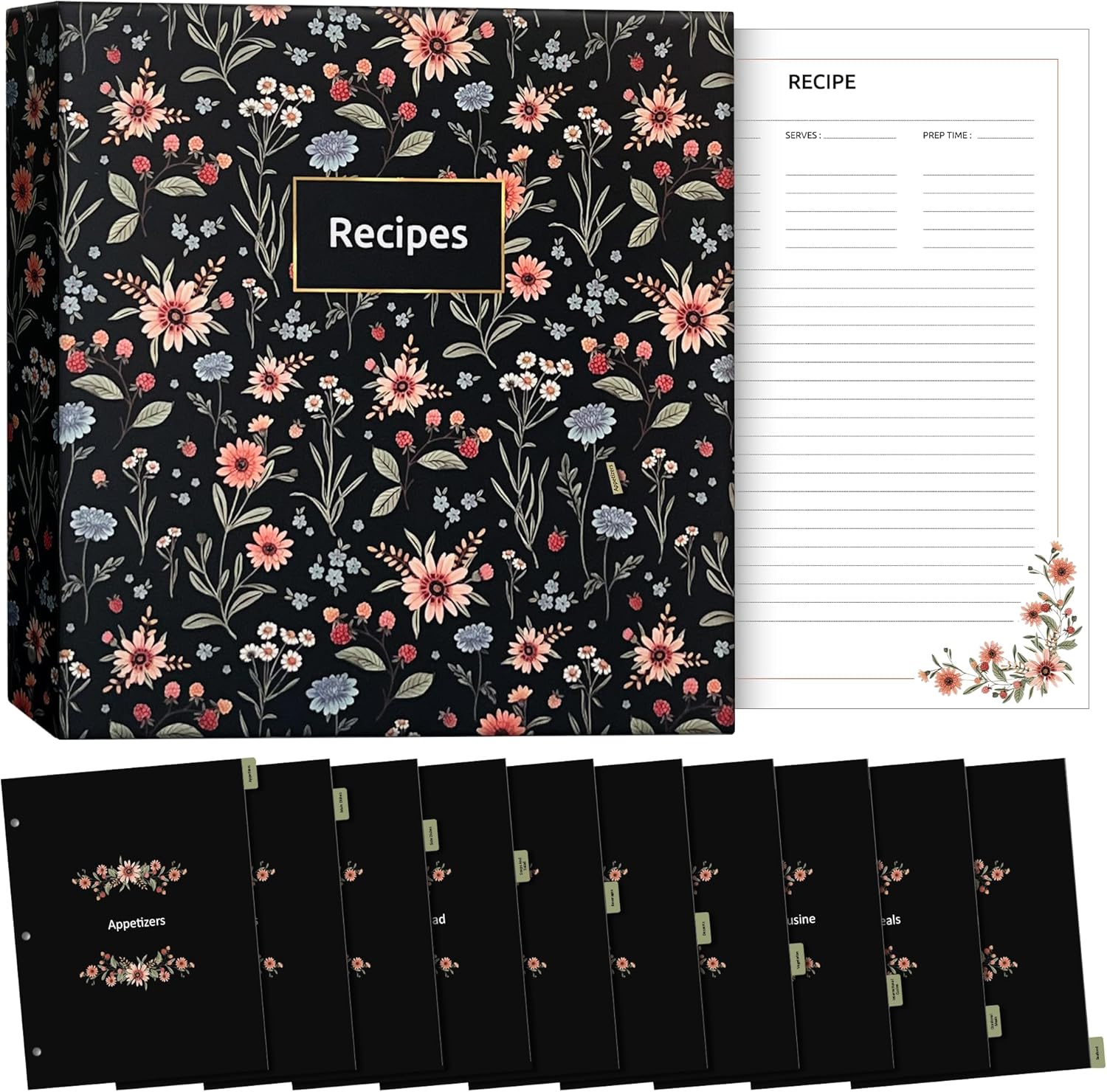 Amazon.com : Recipe Organizer with 35 Double Sided Sheet Protectors, 3 ...