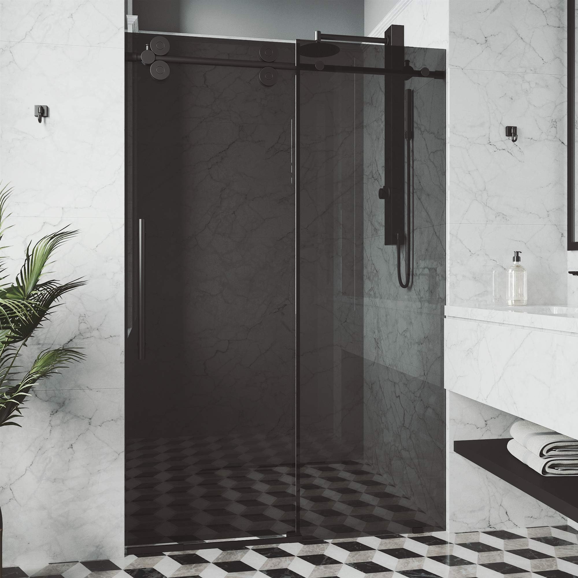 VIGO Adjustable 56-60 in. W x 74 in. H Elan Frameless Sliding Shower ...
