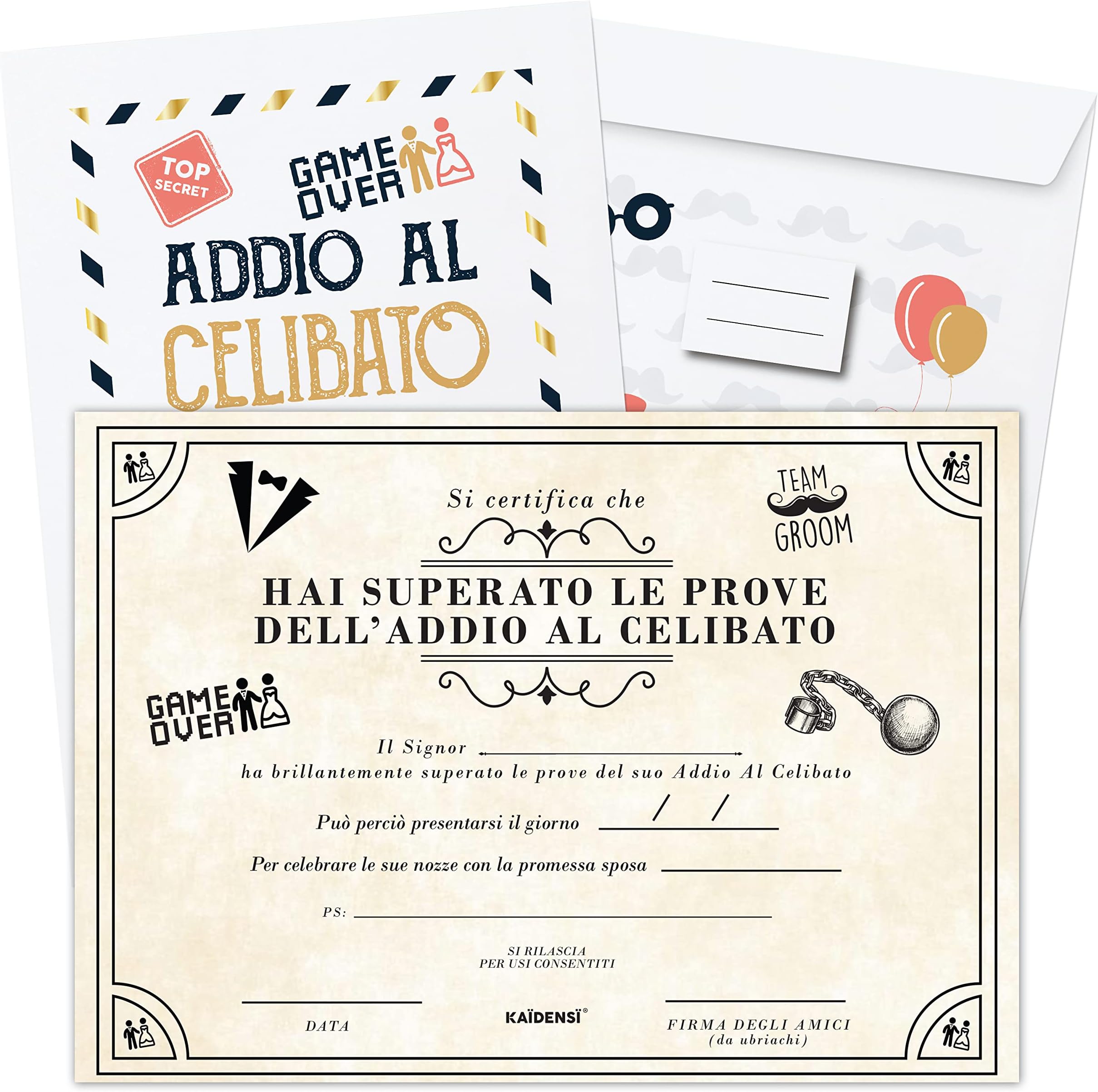 KAÏDENSÏ Idea Regalo Addio al Nubilato - Certificato Per La Sposa ...
