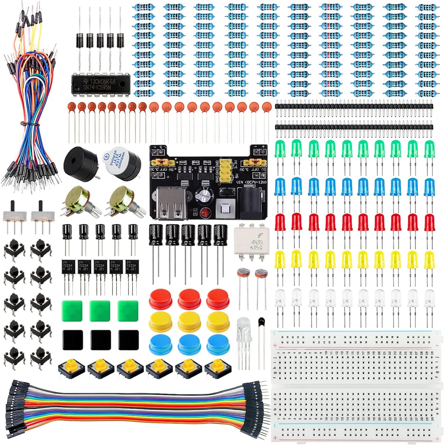 ELEGOO Electronic Fun Kit Breadboard Kabel Widerstand Kondensator LED ...