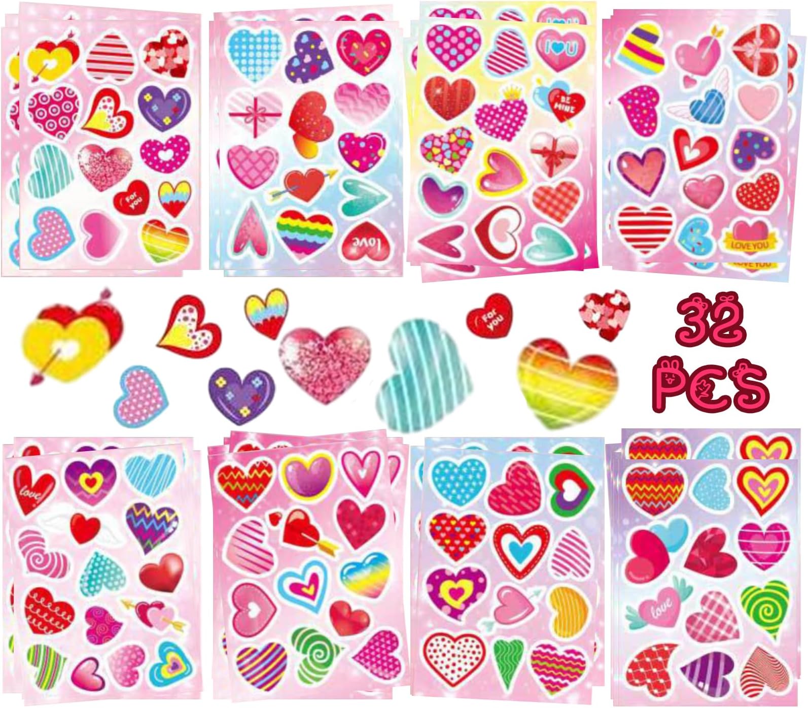 Amazon.com: Ozepao 24 Sheets Valentines Day Stickers for Kids, 330 Pcs ...