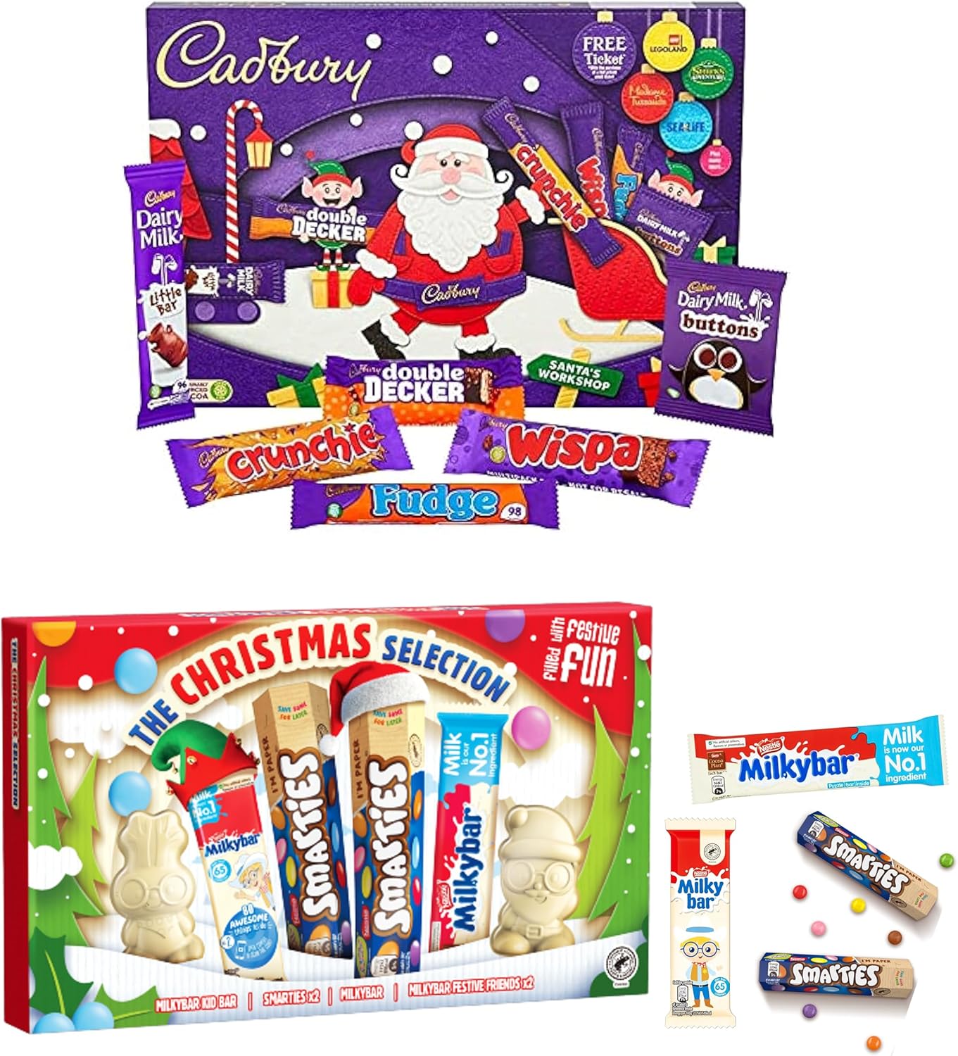 2x Cadbury Nestle Kids Christmas Selection Box (Milk & White Chocolate ...